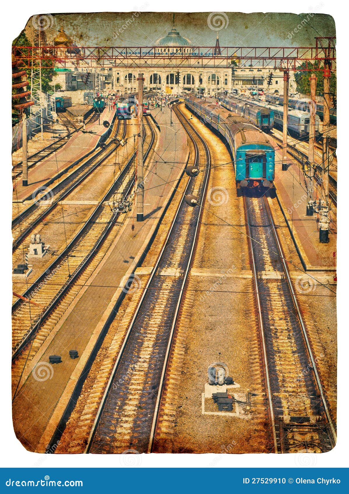 Old Postcard. Old Railway Station. Stock Photo - Image of dirty ...