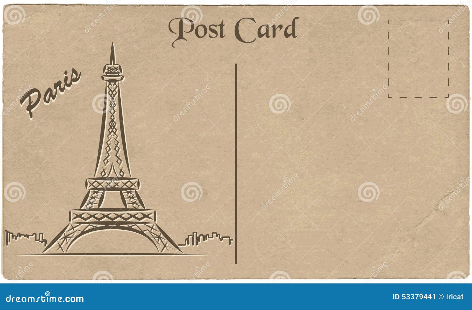 Old Postcard from Paris with a Drawing of the Eiffel Tower. Stylization ...