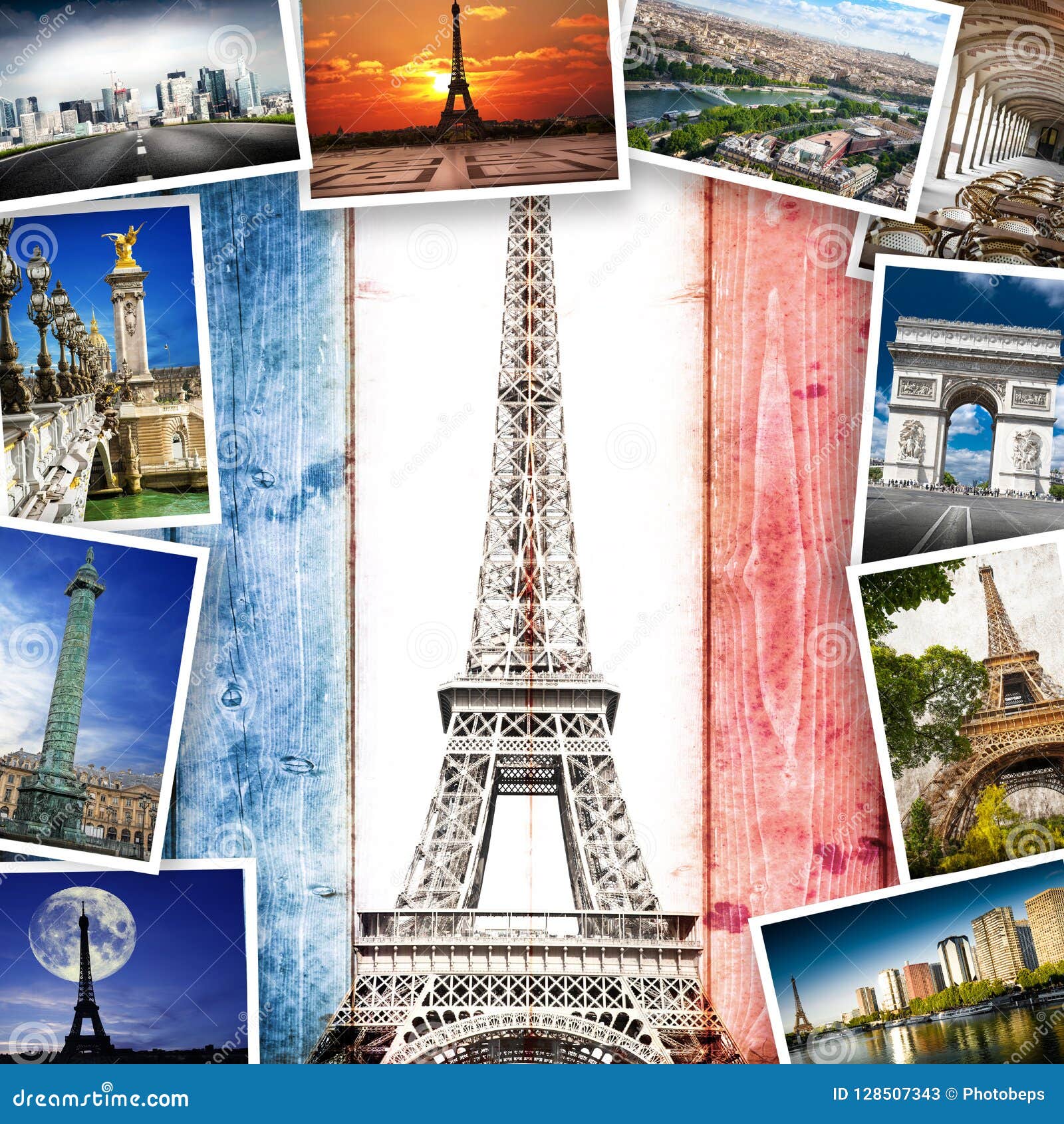 Old postcard of Paris stock image. Image of french, eiffel - 128507343