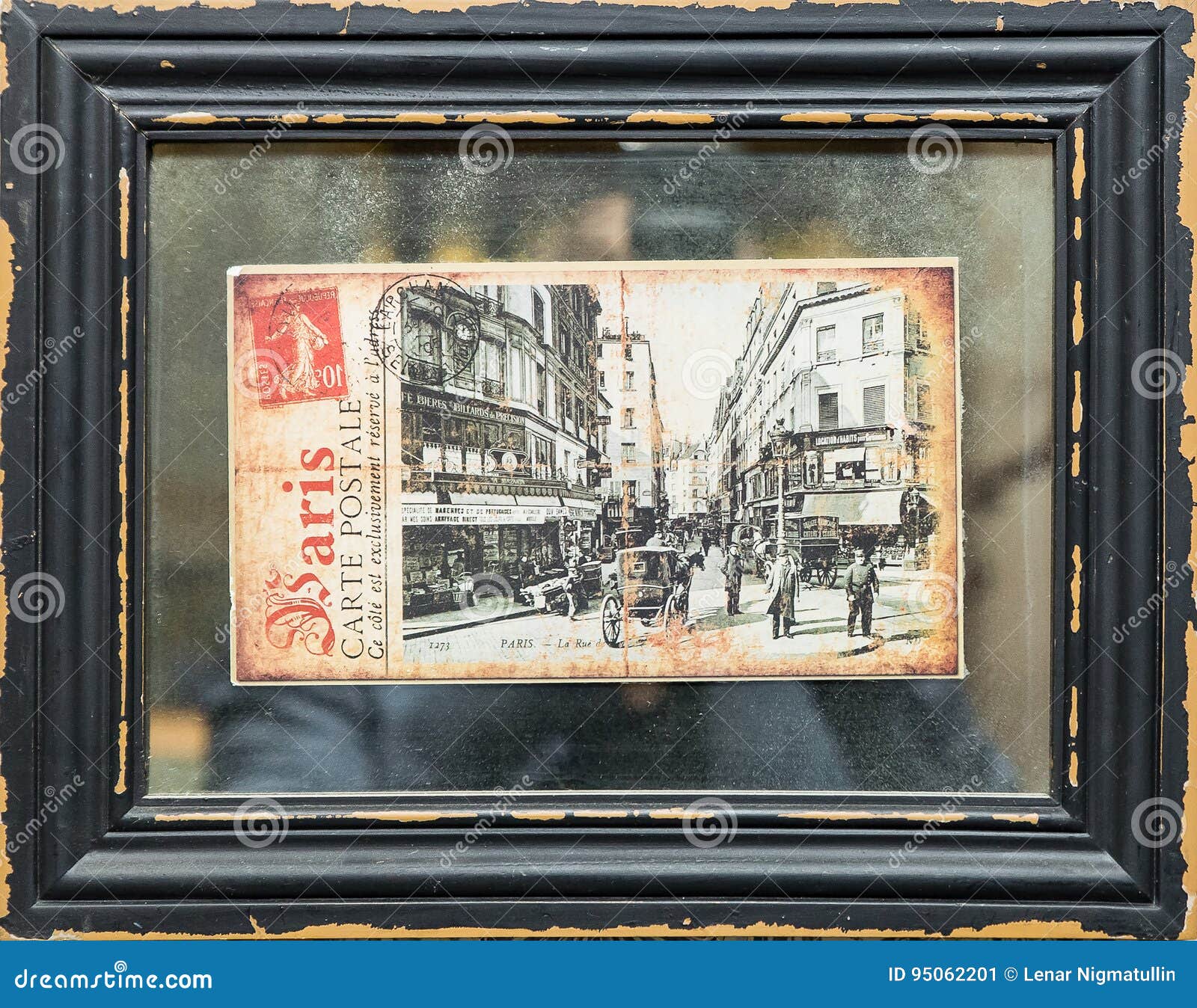 Old Postcard of Paris 1273 Year in Black Frame Stock Image - Image of ...