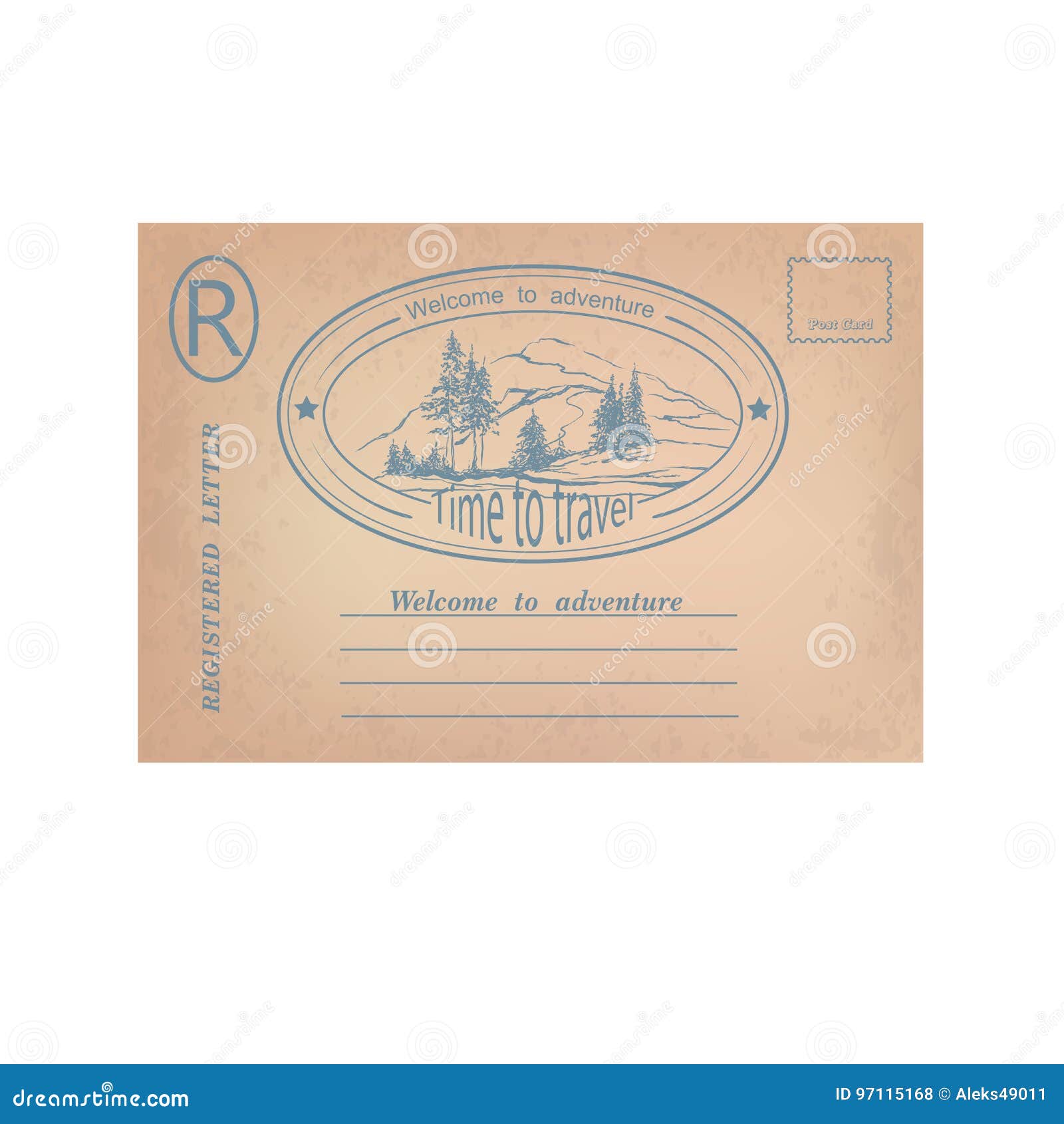 Old postcard stock vector. Illustration of mail, adventure - 97115168
