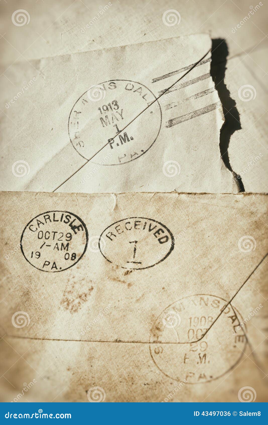 Old postmarked envelopes. stock photo. Image of yellowed - 43497036