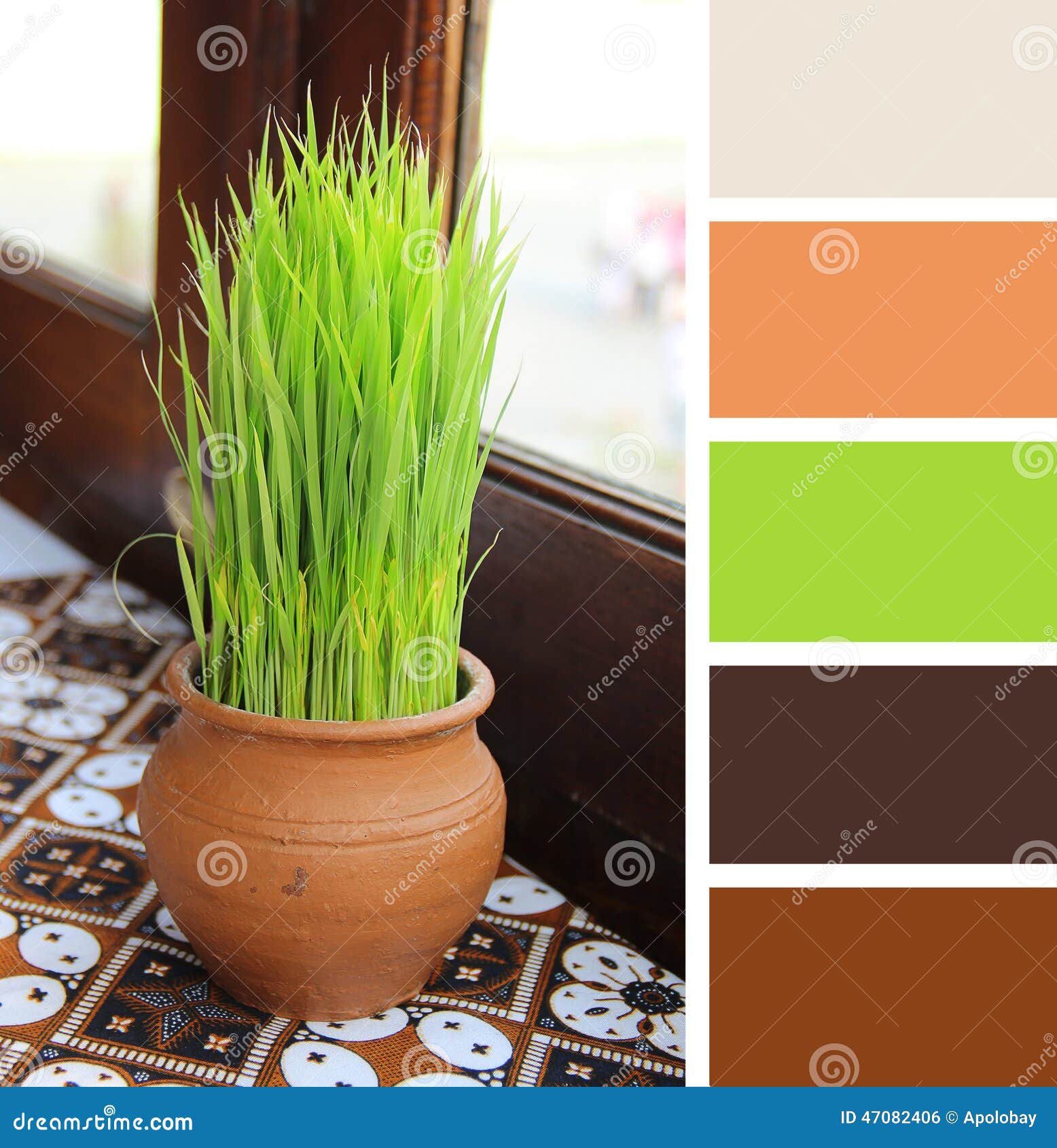 Old Pot with Grass on the Table. Color Palette Swatches. Stock Photo ...