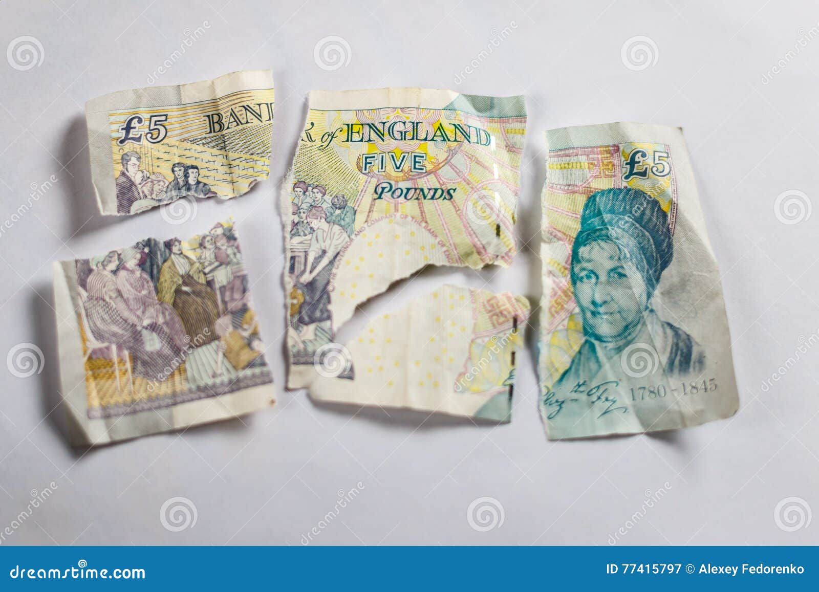 Old 5 Pounds Paper Note Torn Apart Editorial Photography - Image of ...