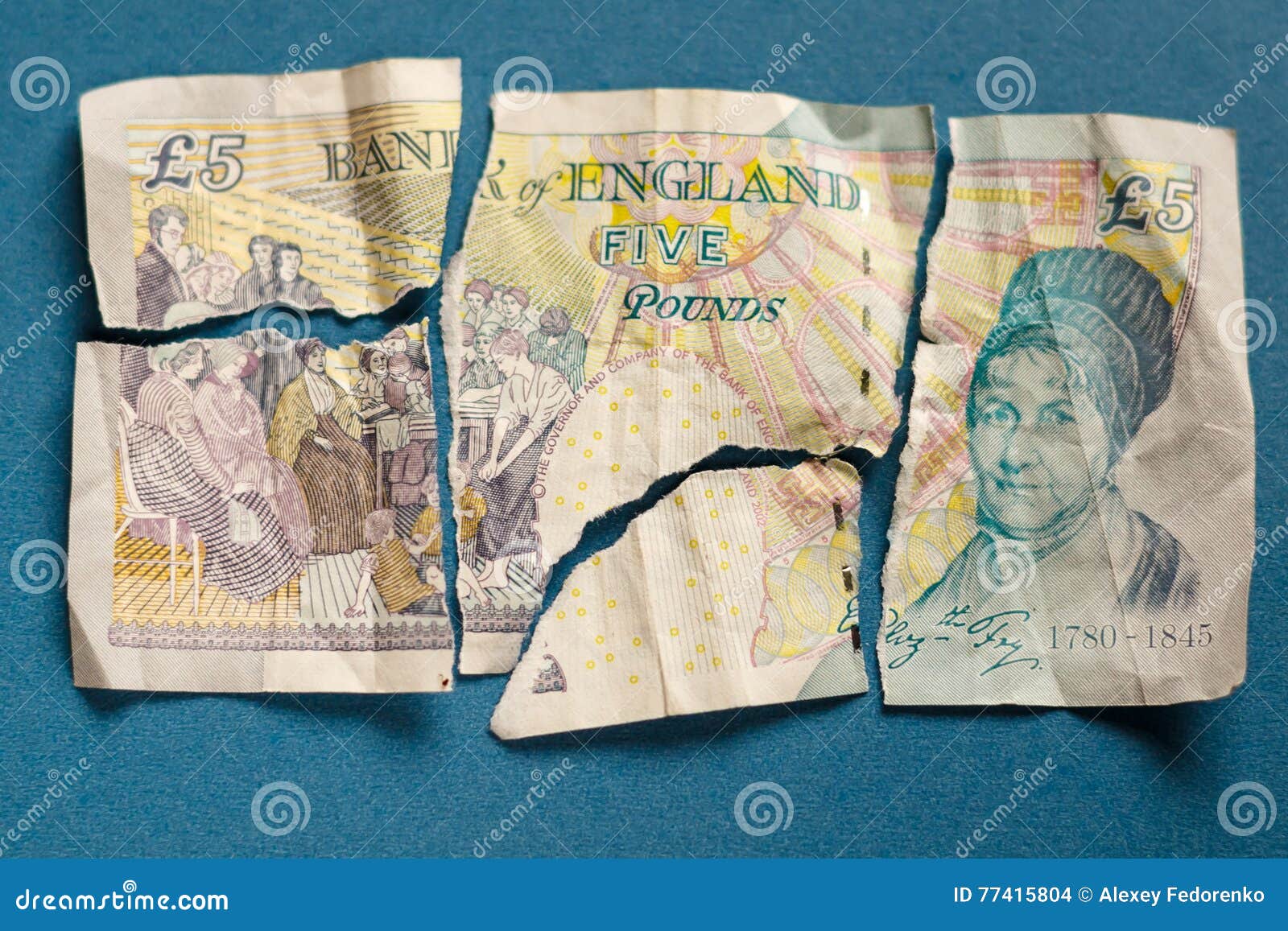 Old 5 Pounds Paper Note Torn Apart Editorial Stock Image - Image of ...