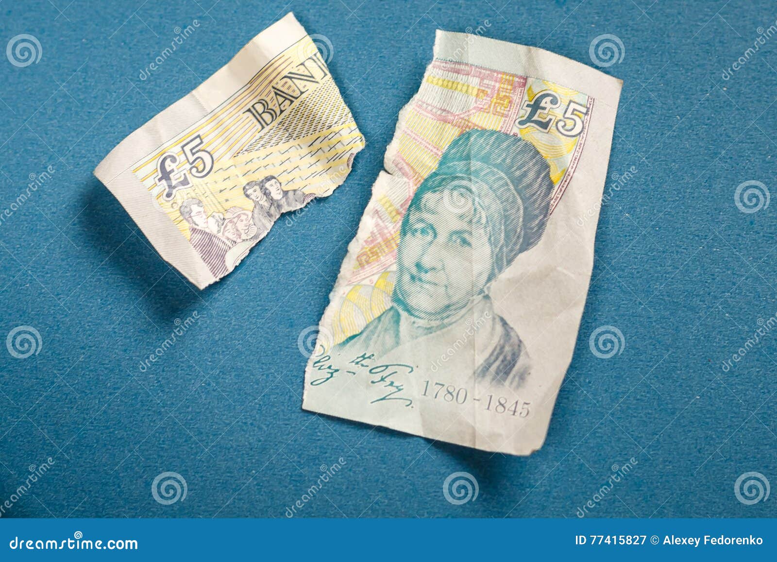 Old 5 Pounds Paper Note Torn Apart Editorial Photography - Image of ...