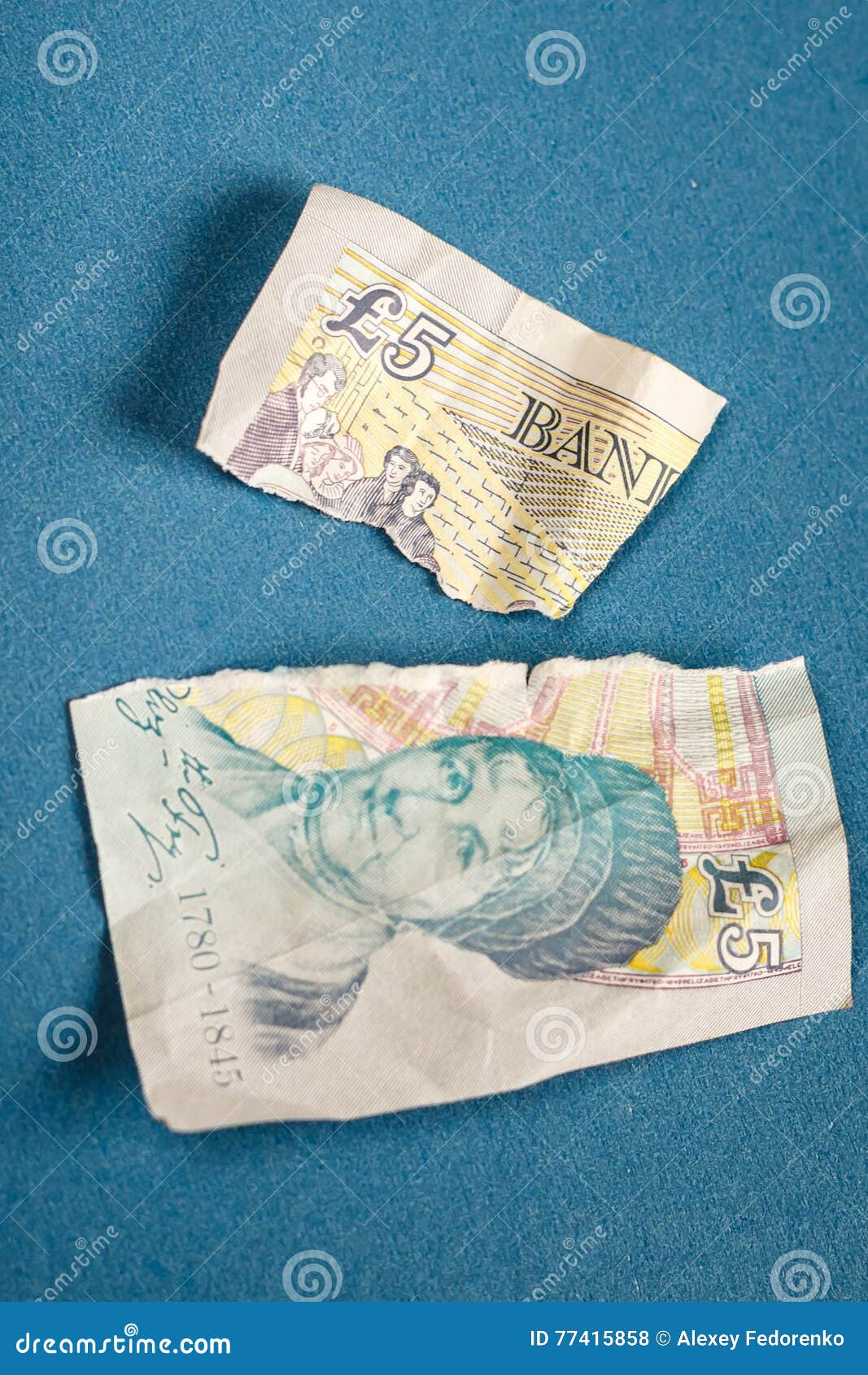 Old 5 Pounds Paper Note Torn Apart Editorial Stock Photo - Image of ...