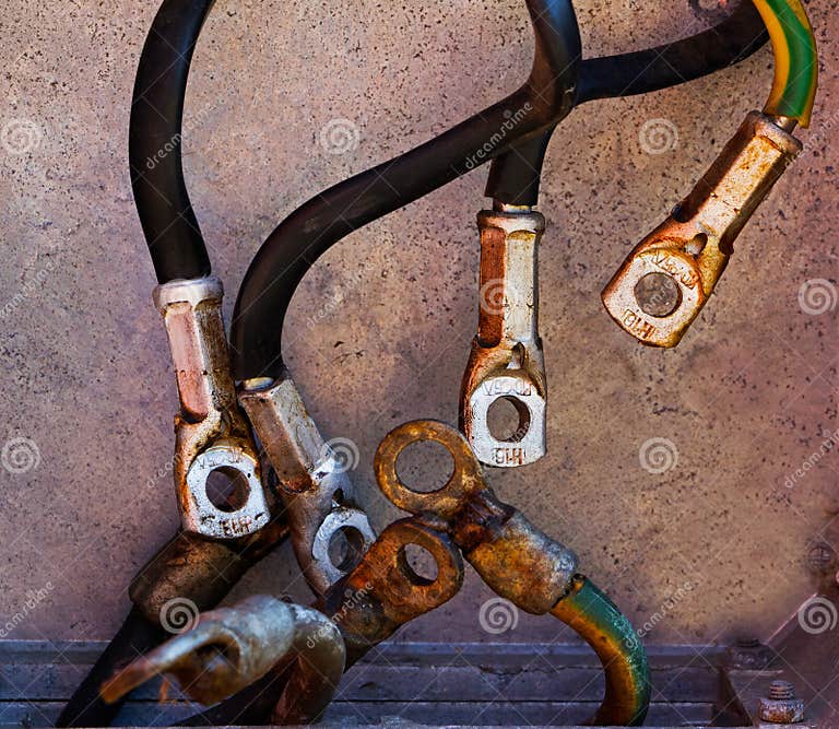 Old Power Cables with Eyelet Terminal Stock Photo - Image of ...