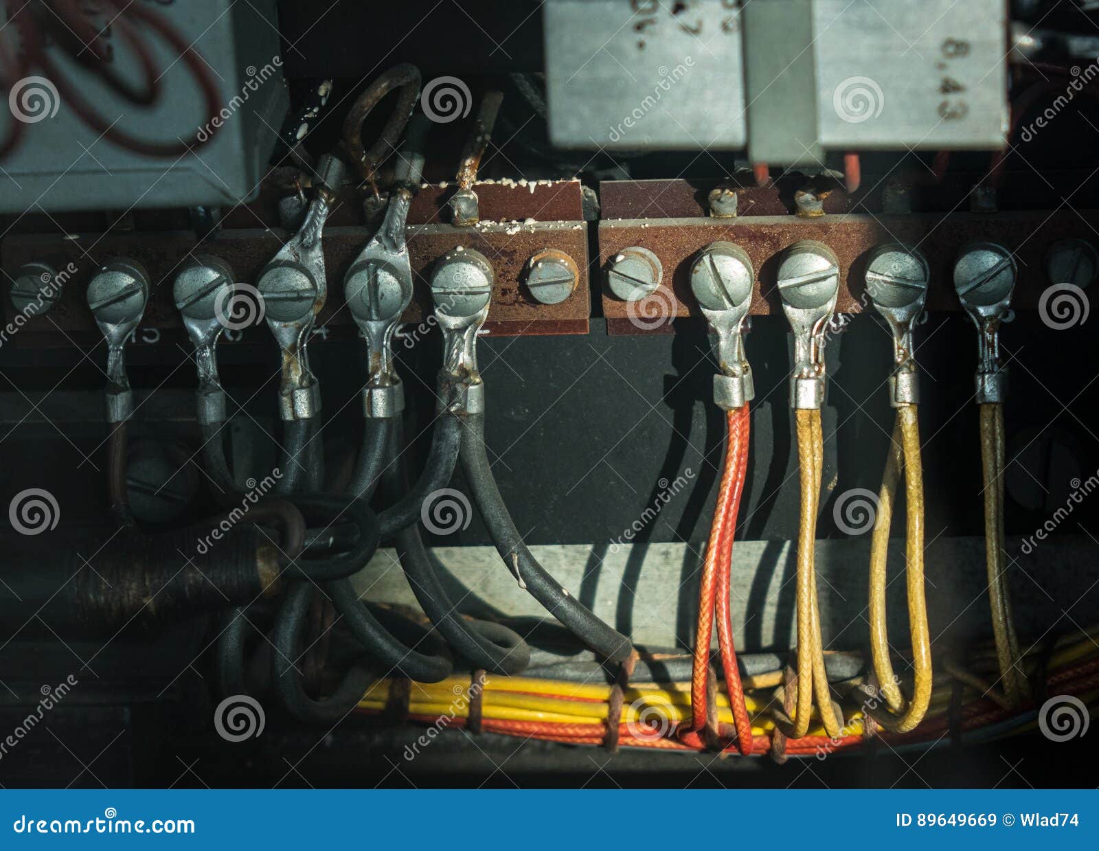 The Old Power Cables with Eyelet Terminal Stock Image - Image of ...