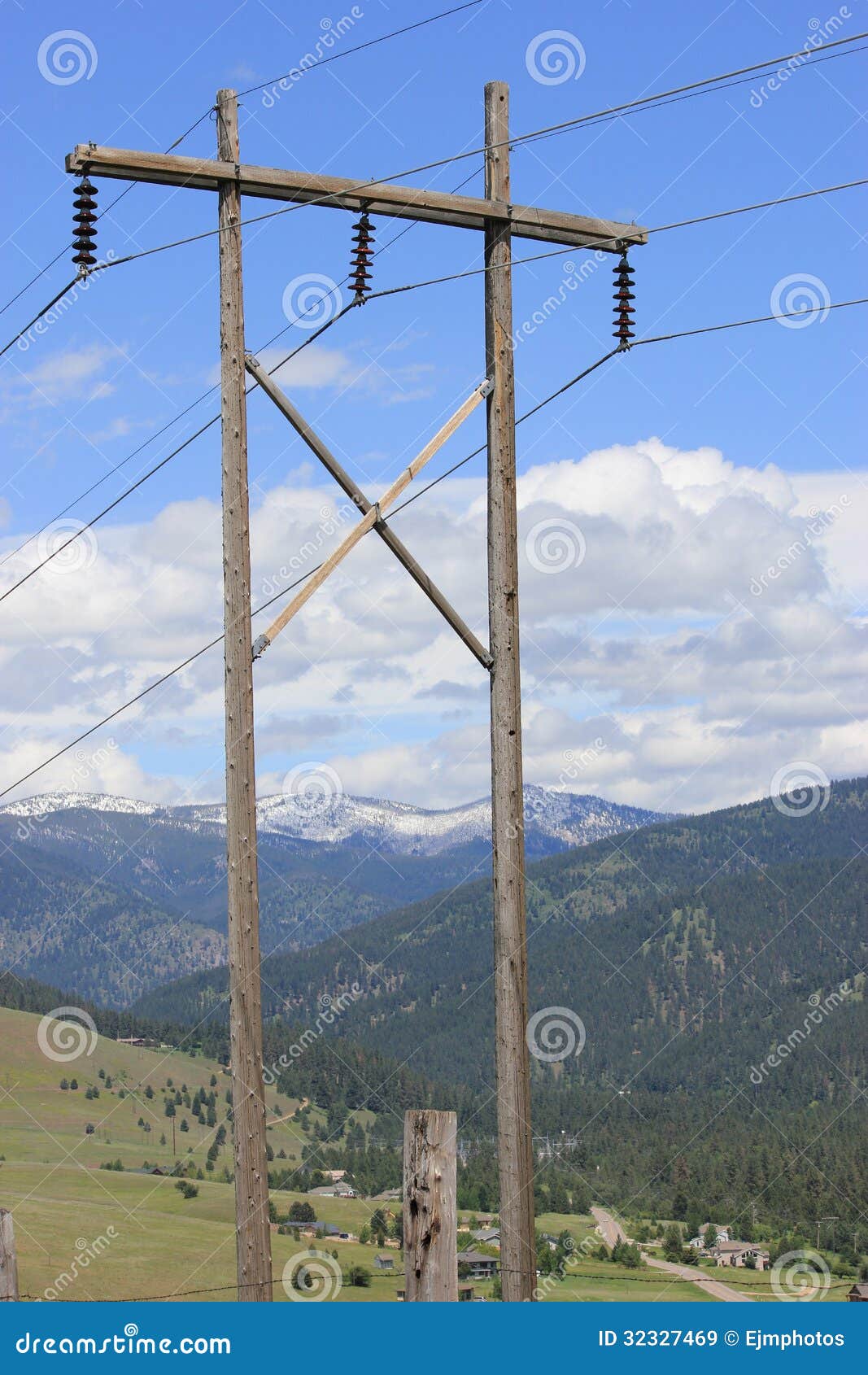 Old Power Line in Rural Mountainside Stock Image - Image of insulators ...