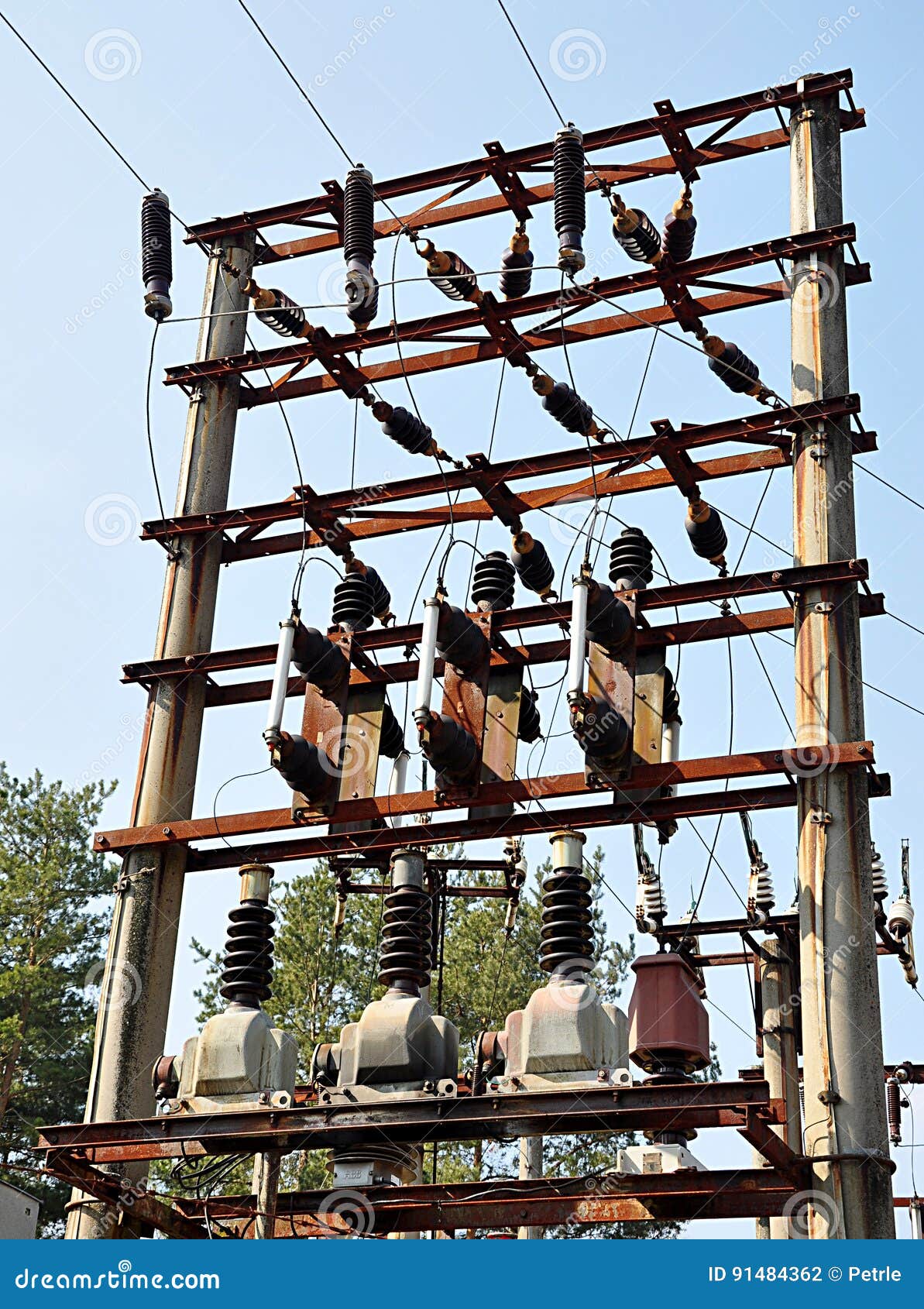 Old power lines and fuses stock photo. Image of mechanic - 91484362