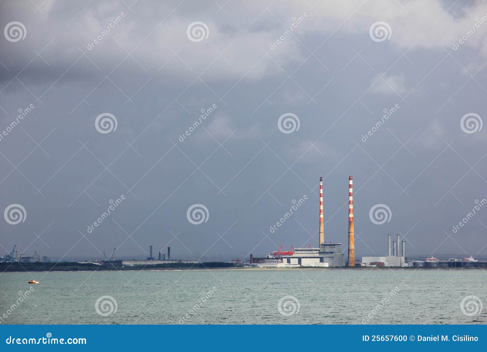 Old Poolbeg Power Plant Chimneys. Dublin. Ireland Stock Photo - Image ...