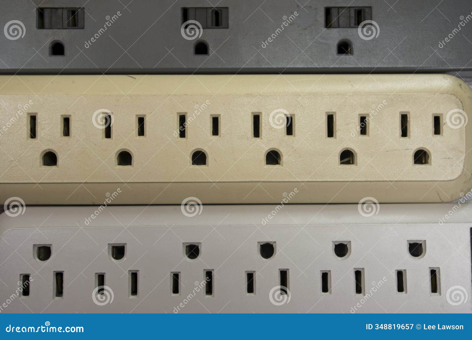 Electrical Outlets in a Power Distribution Strip Stock Image - Image of ...