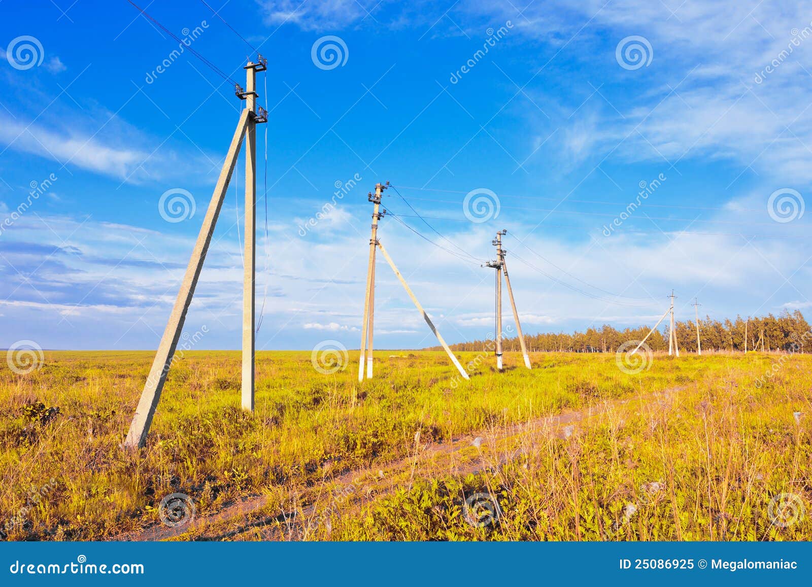 Old powerline at the field stock image. Image of outdoor - 25086925