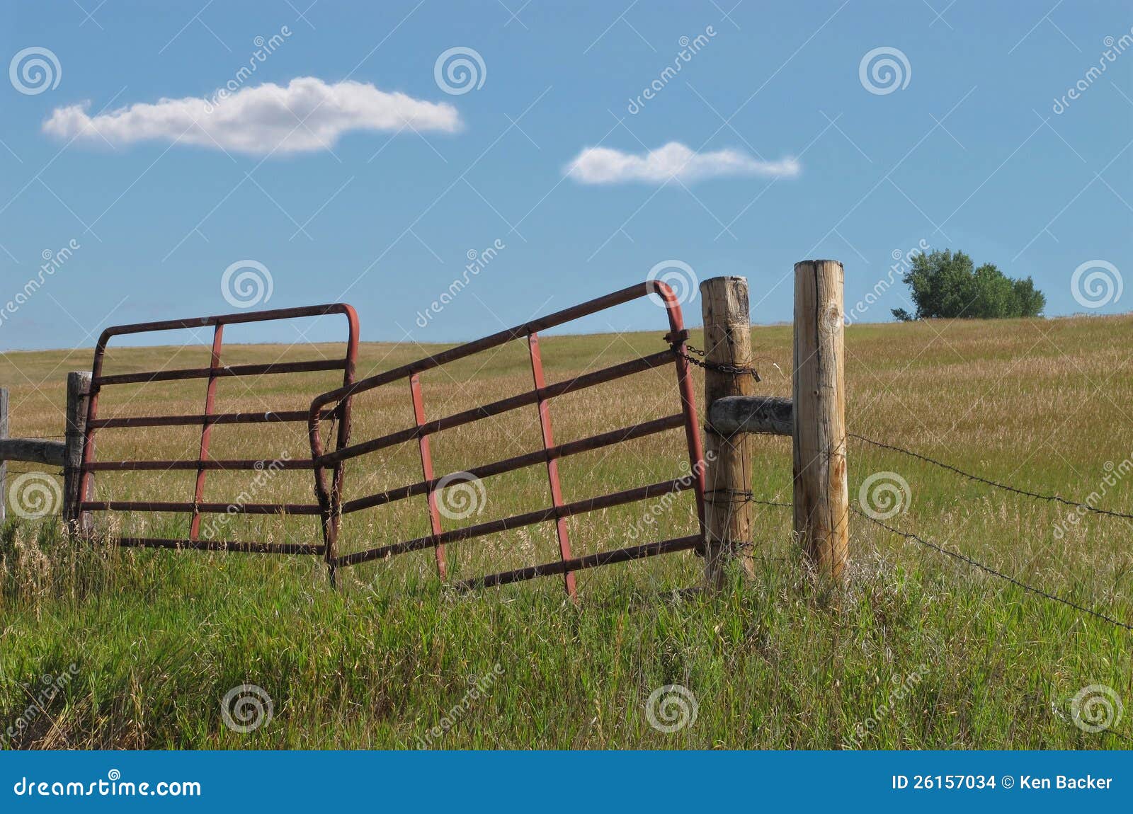 Old Prairie Pasture Metal Gate. Stock Photo - Image of meadow, rustic ...