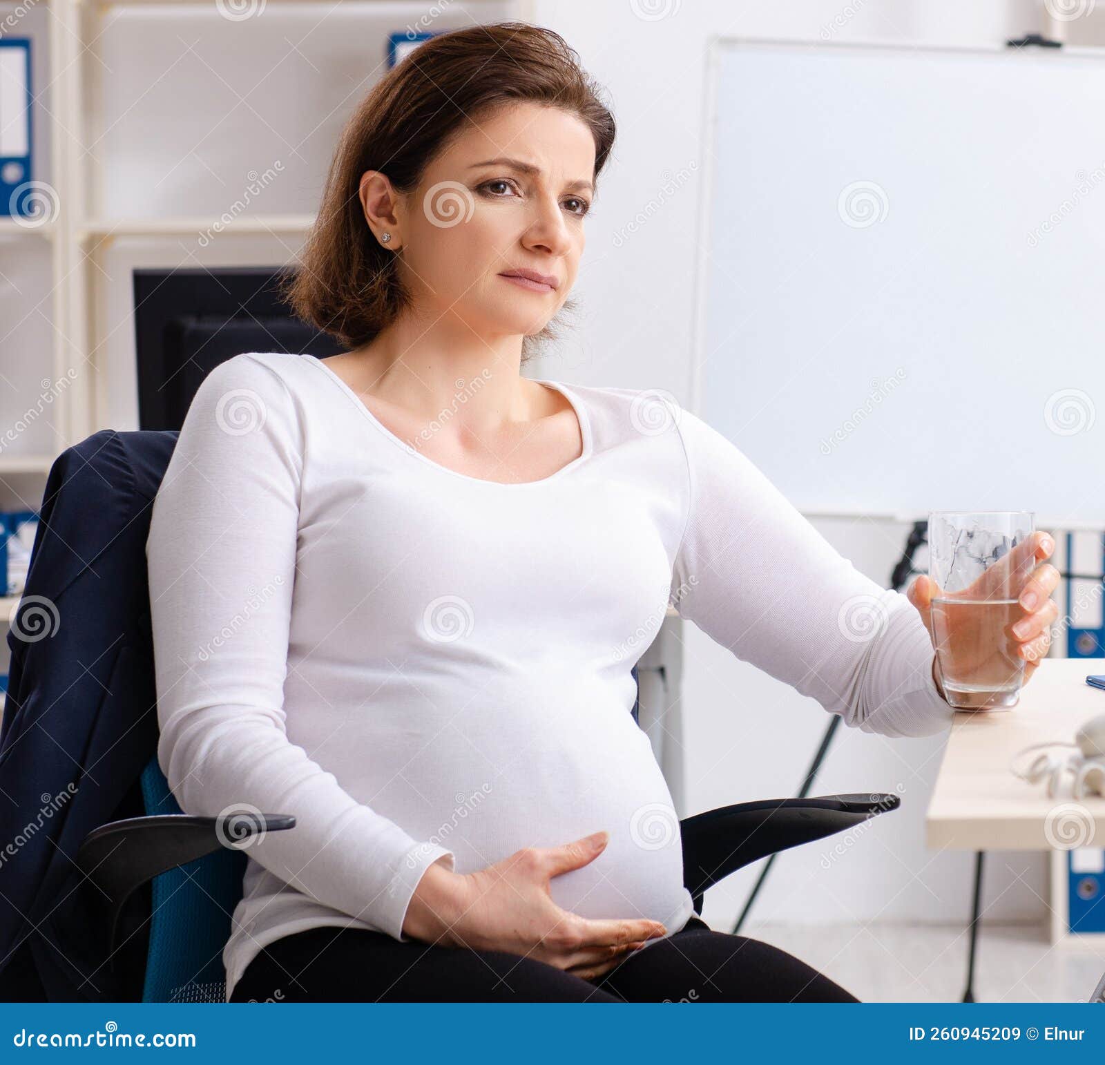 Old Pregnant Woman Working in the Office Stock Image - Image of busy ...