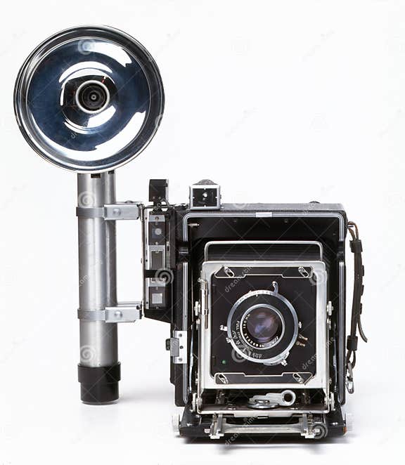 Old Press Camera stock image. Image of bellows, lens, flash - 3870891