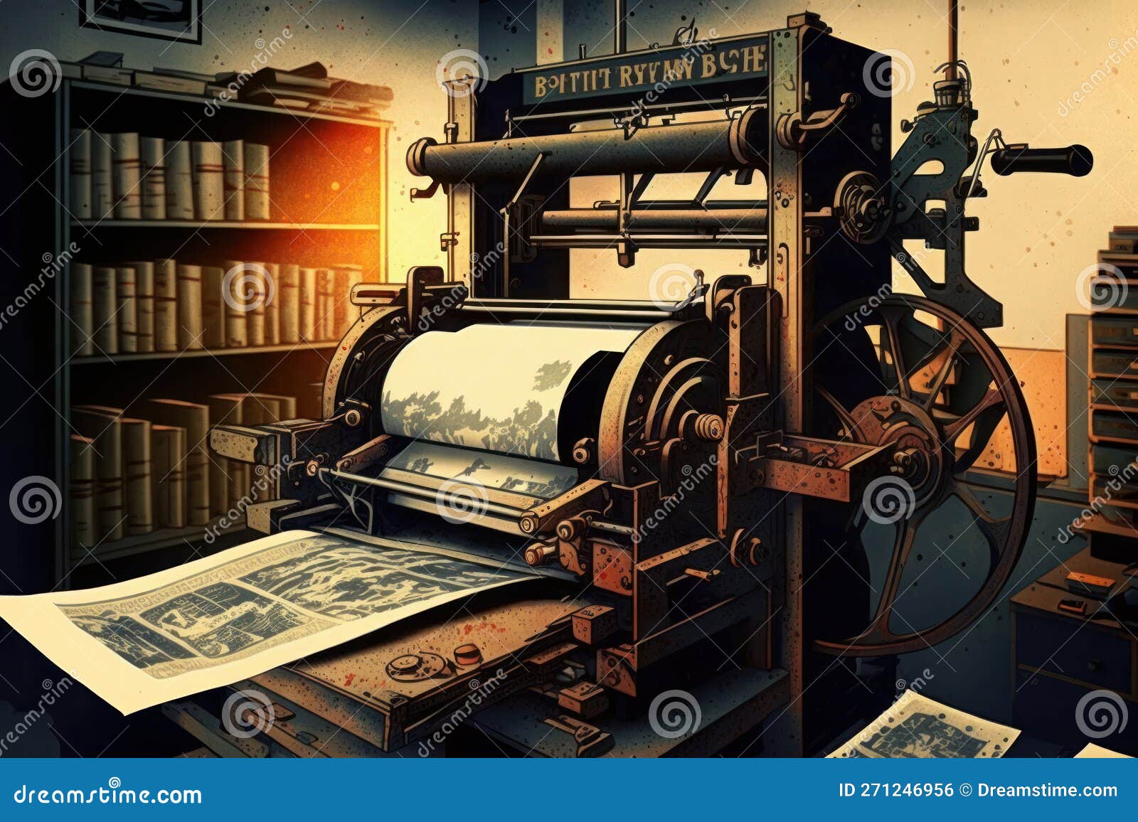 Old Press Printing Press. Created with Generative AI Technology. Stock ...