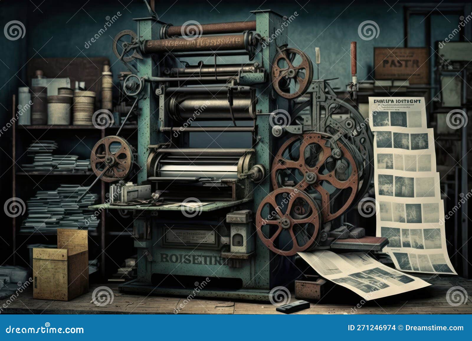 Old Press Printing Press. Created with Generative AI Technology. Stock ...