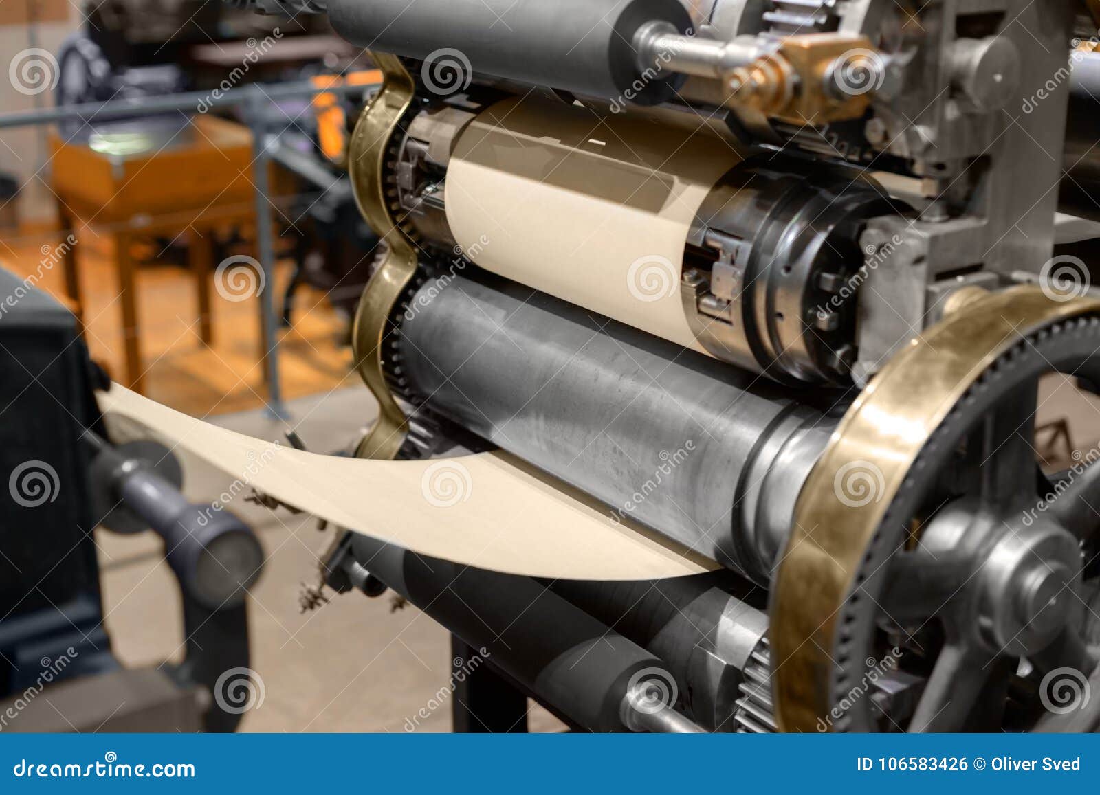Old Press Printing Machine Closeup Stock Photo - Image of industrial ...