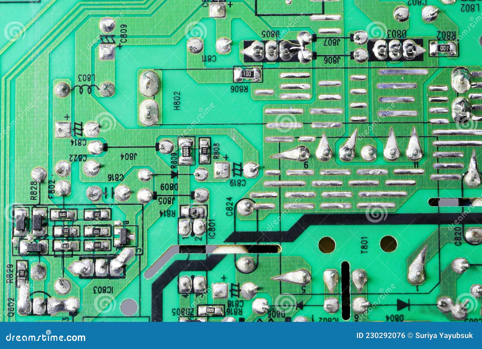 Old Printed Circuit Board with Many Electrical Components Stock Photo ... Old Printed Circuit Board with Many Electrical Components Stock Photo ...