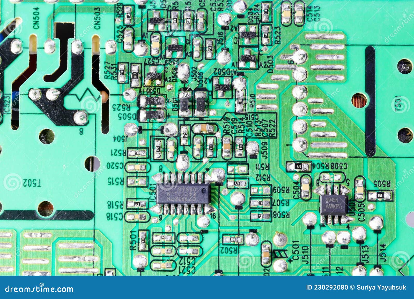 Old Printed Circuit Board with Many Electrical Components Stock Photo ... Old Printed Circuit Board with Many Electrical Components Stock Photo ...
