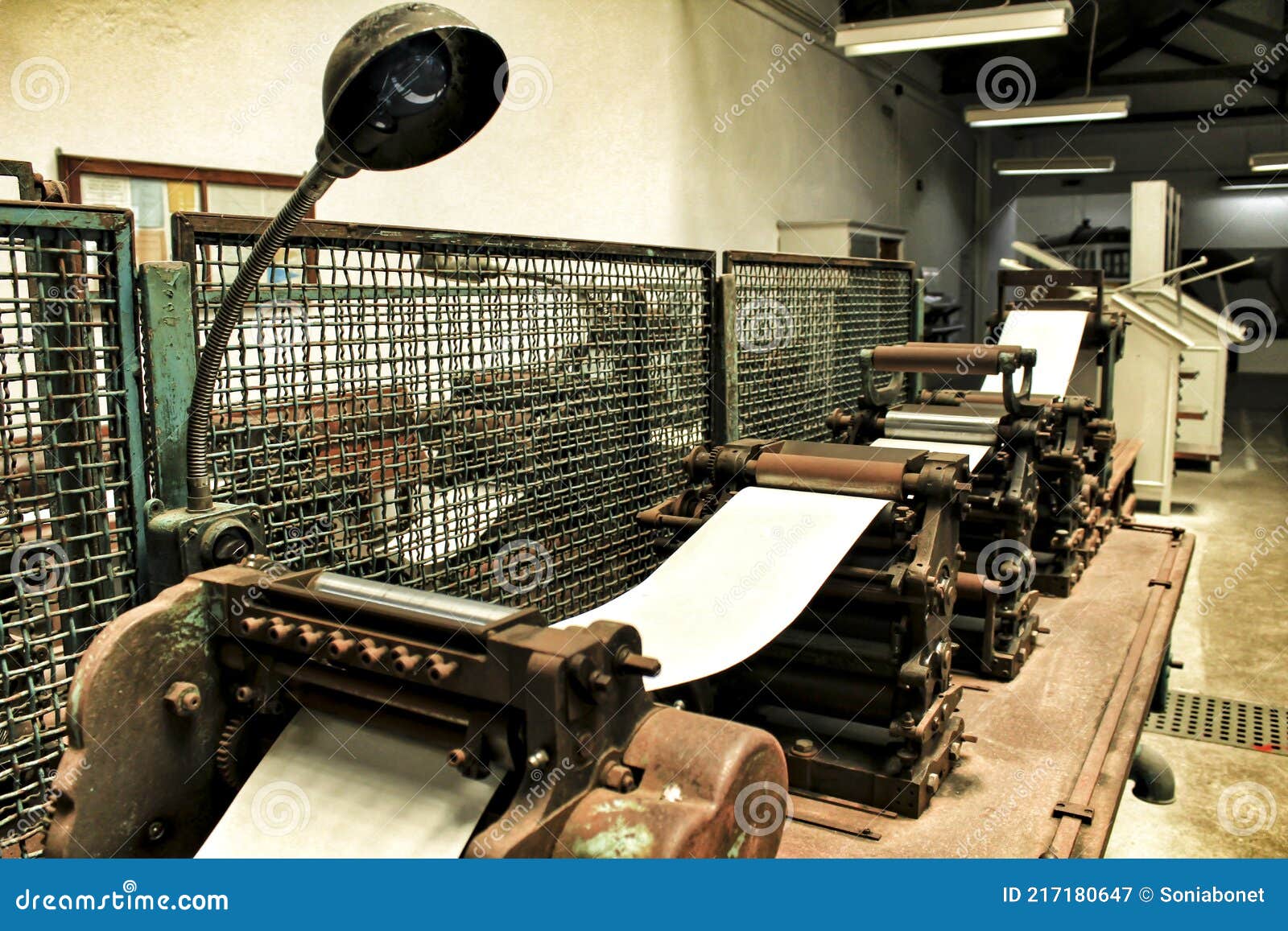 Old Printing Machine with Antique Paper Stock Image - Image of ...