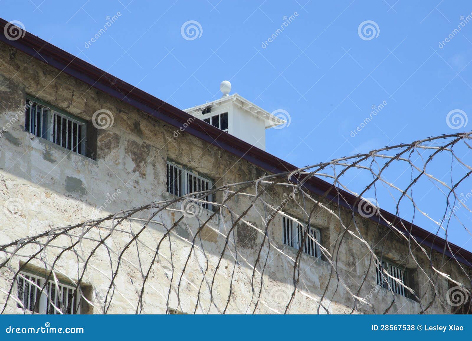 Old Prison Building with Fence Stock Photo - Image of windows, defense ...