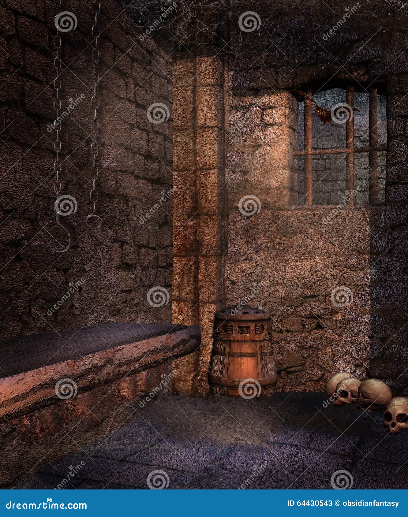Old prison cell stock illustration. Illustration of skull - 64430543