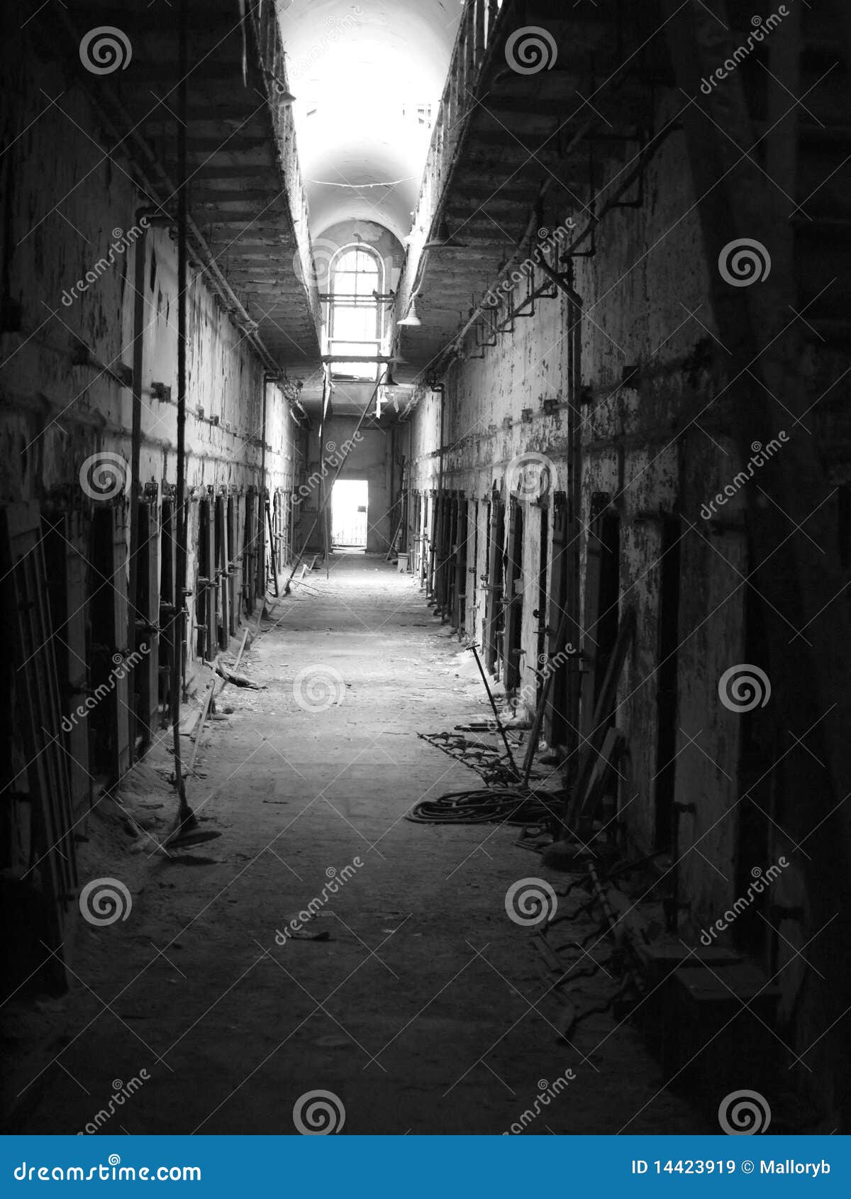 Old Prison Hallway stock image. Image of jail, haunted - 14423919