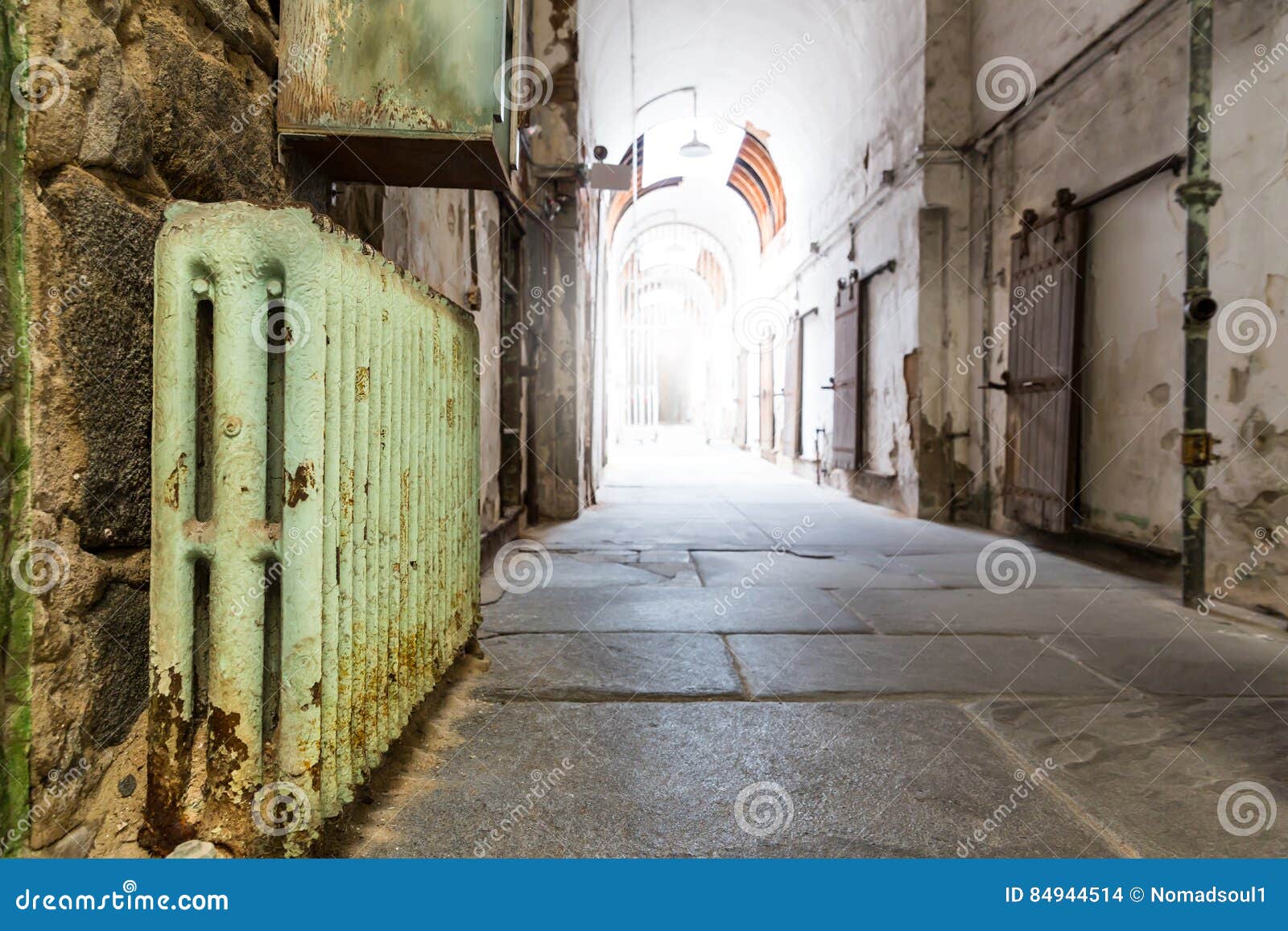 Old prison hallway. stock photo. Image of inside, historic - 84944514