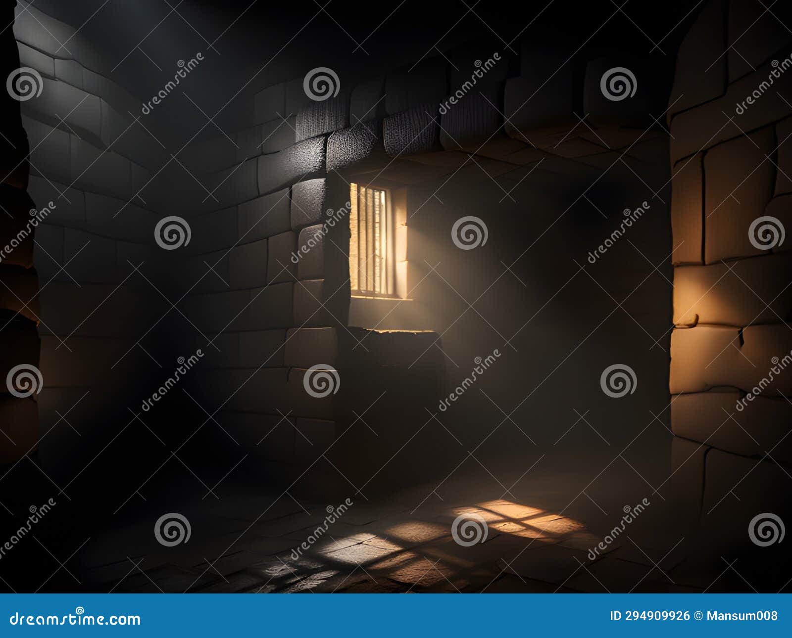 Old Prison Interior with Light and Shadow Stock Illustration ...