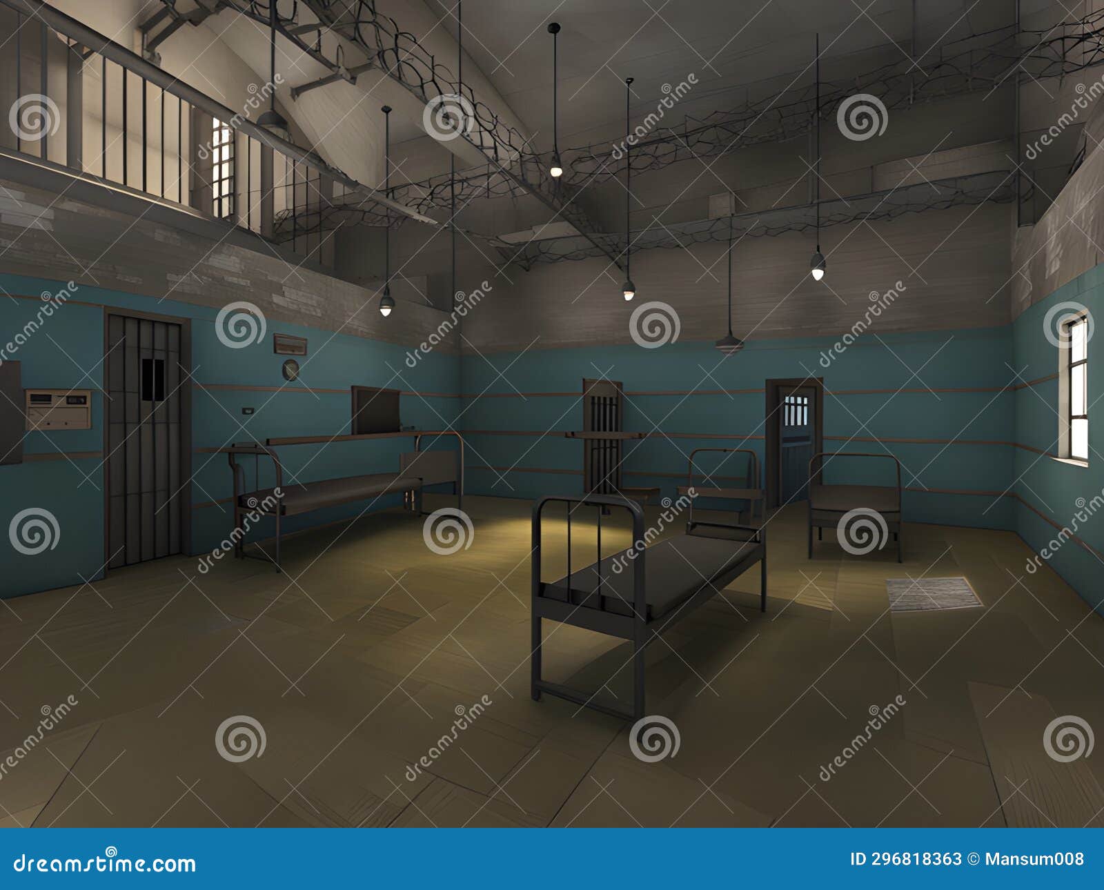 Old Prison Room in the Building Stock Illustration - Illustration of ...