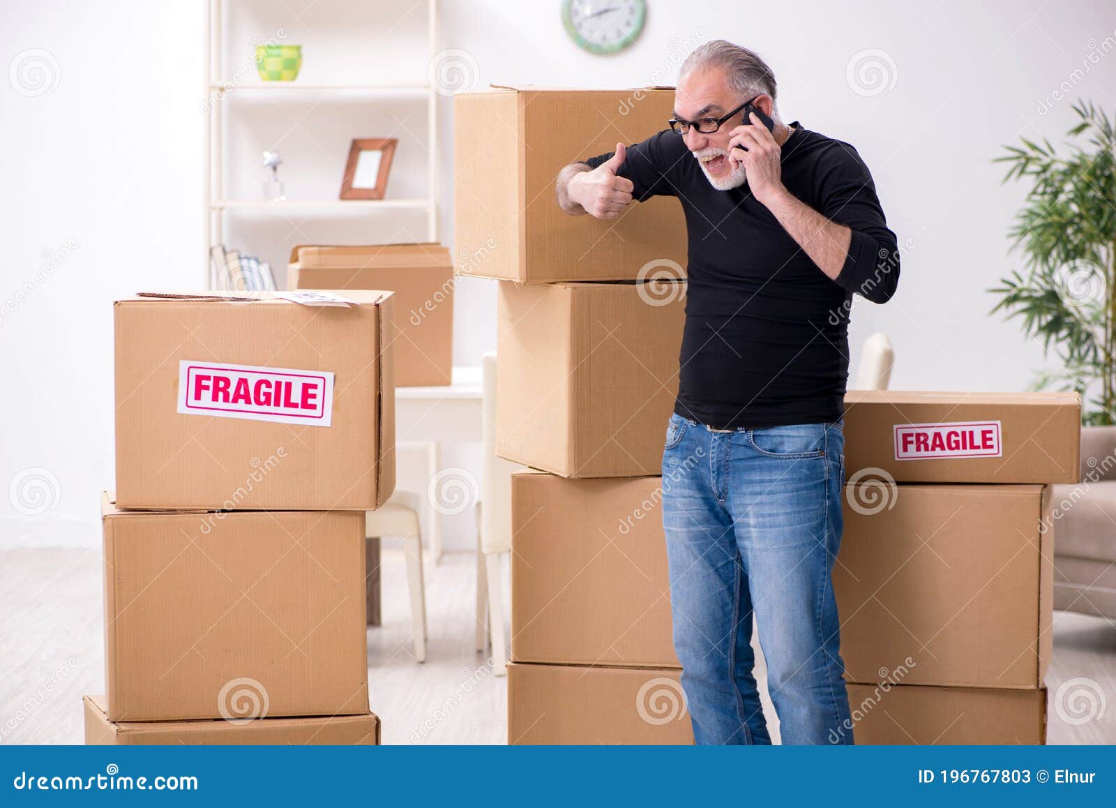 Old Male Professional Mover Doing Home Relocation Stock Image - Image ...