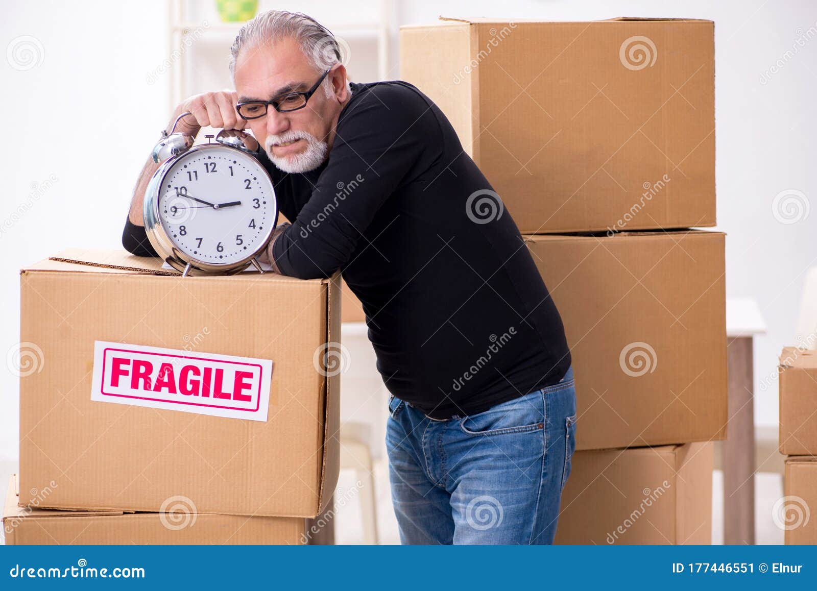 Old Male Professional Mover Doing Home Relocation Stock Image - Image ...