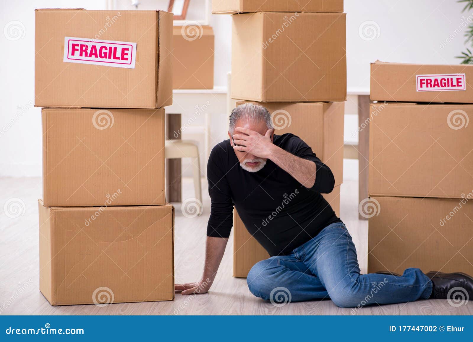 Old Male Professional Mover Doing Home Relocation Stock Photo - Image ...