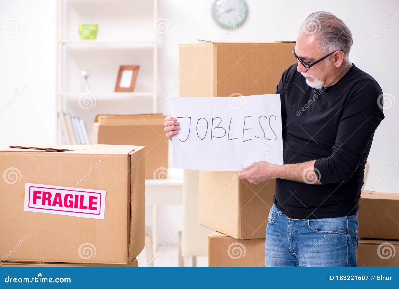 Old Male Professional Mover Doing Home Relocation Stock Image - Image ...