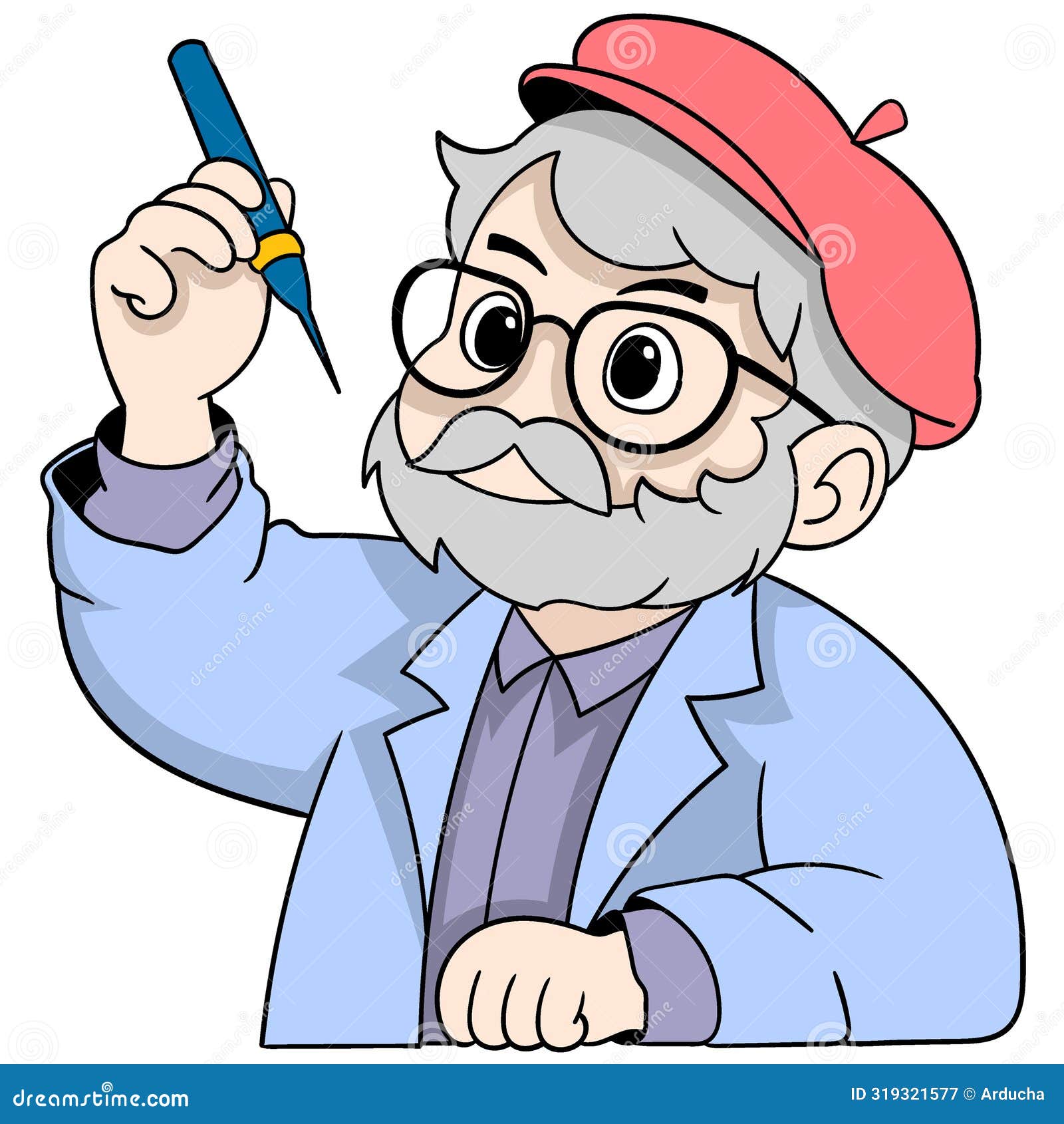 Old Professor is Doing Research Work on Biology Stock Vector ...