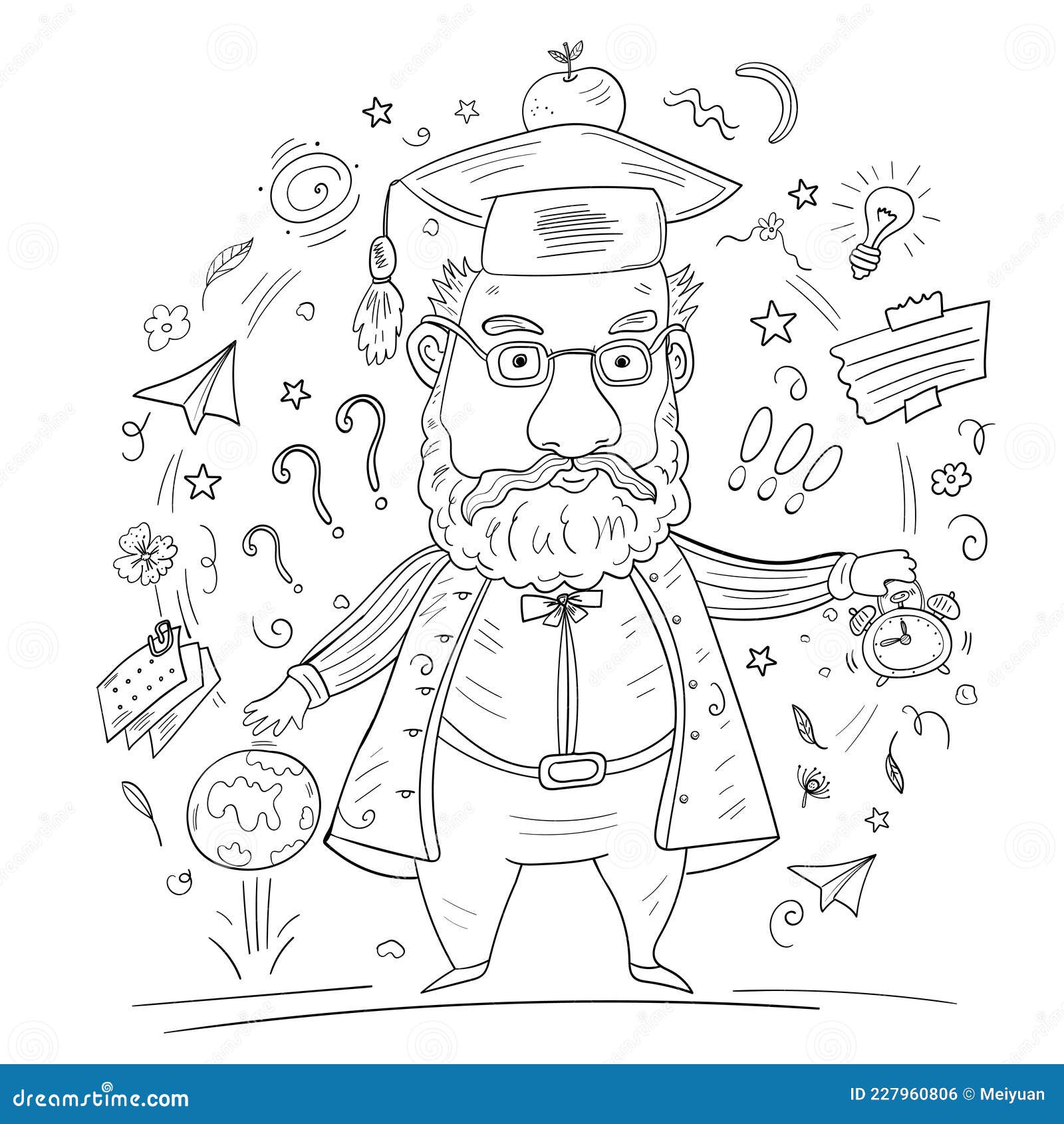 Old Professor of Natural Sciences Puts Experiments Vector Illustration ...