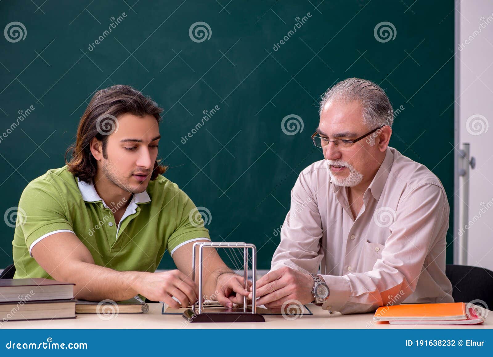 Old Professor Physicist and Young Student in the Classroom Stock Photo ...
