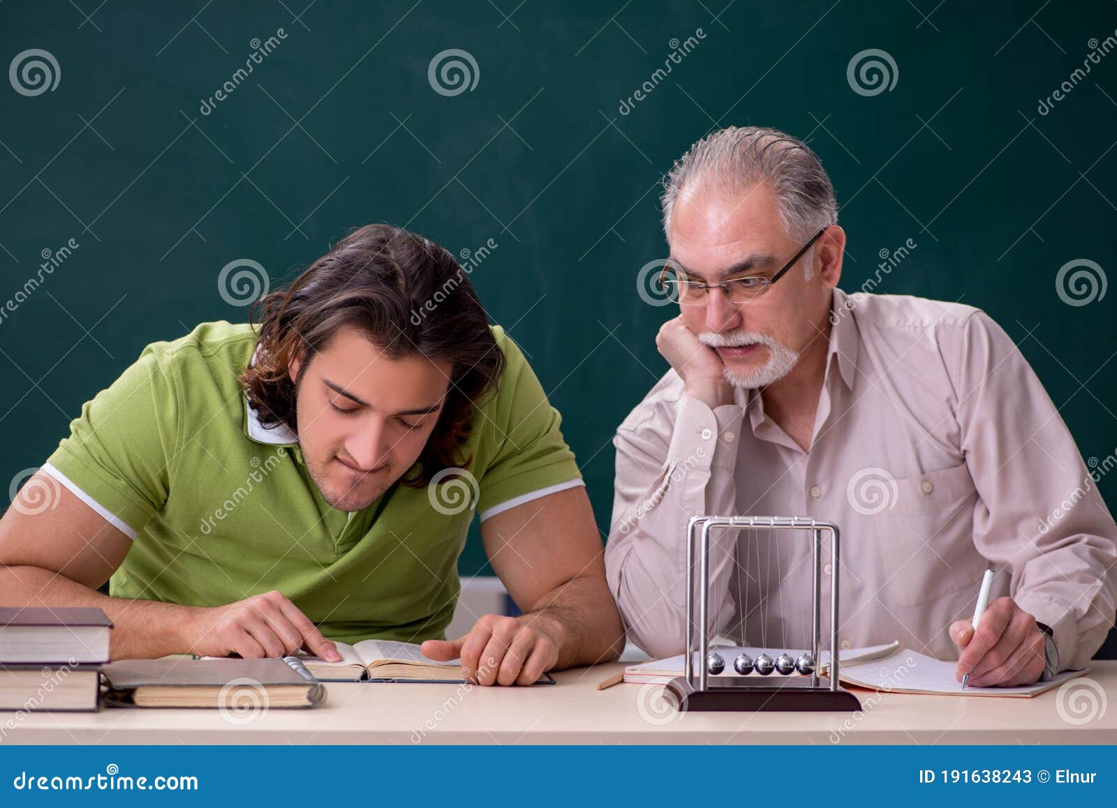 Old Professor Physicist and Young Student in the Classroom Stock Image ...