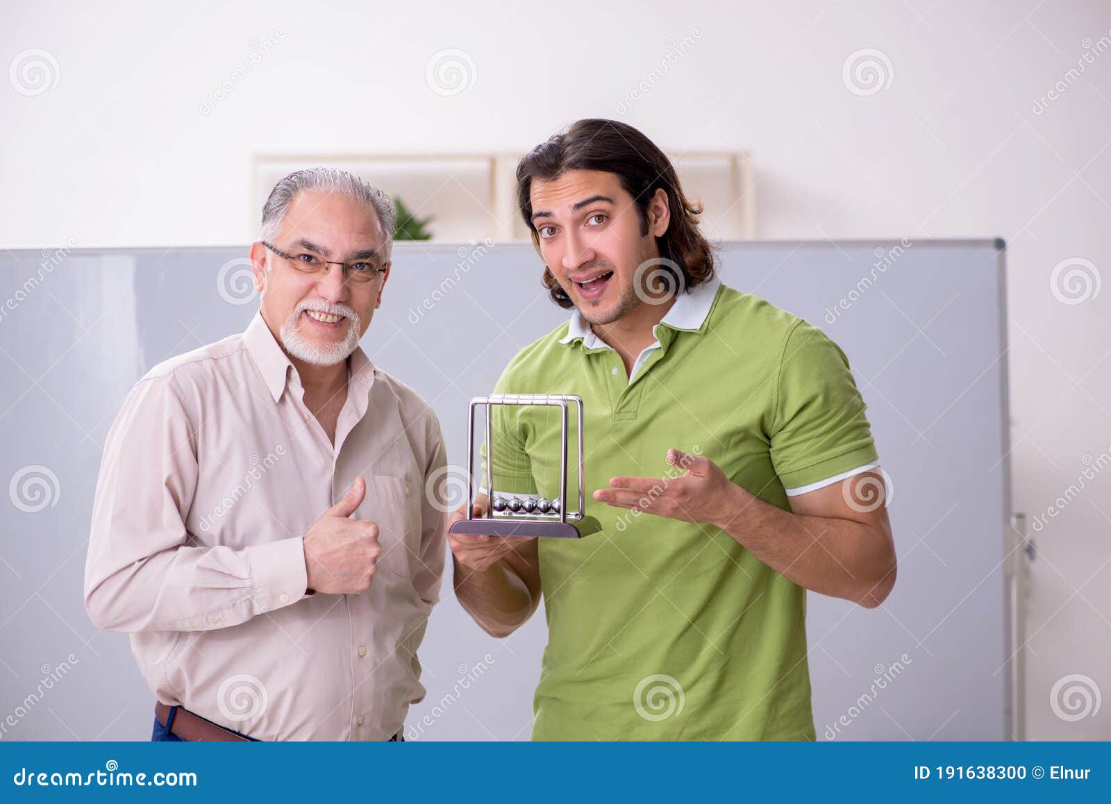 Old Professor Physicist and Young Student in the Classroom Stock Photo ...