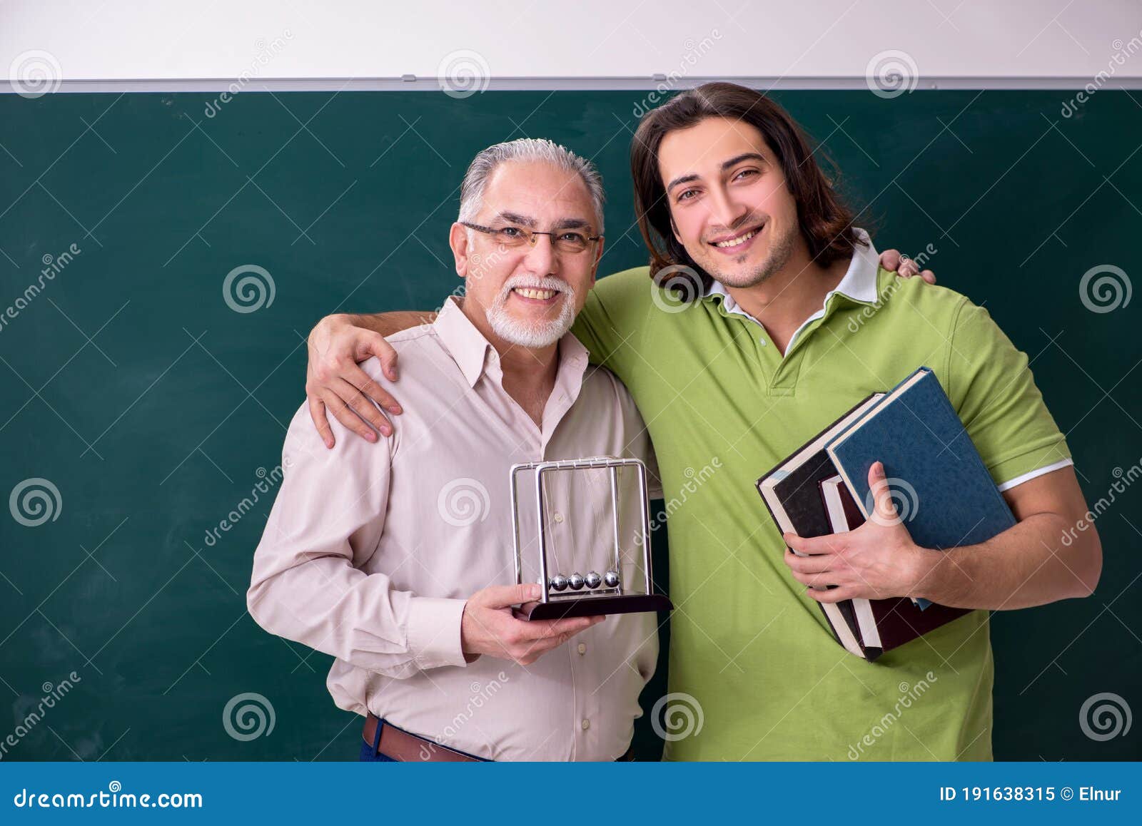 Old Professor Physicist and Young Student in the Classroom Stock Image ...