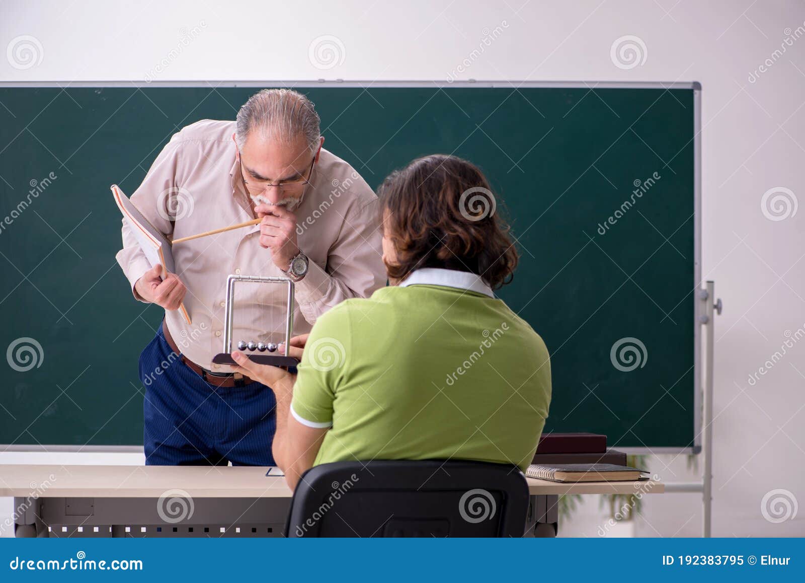 Old Professor Physicist and Young Student in the Classroom Stock Image ...