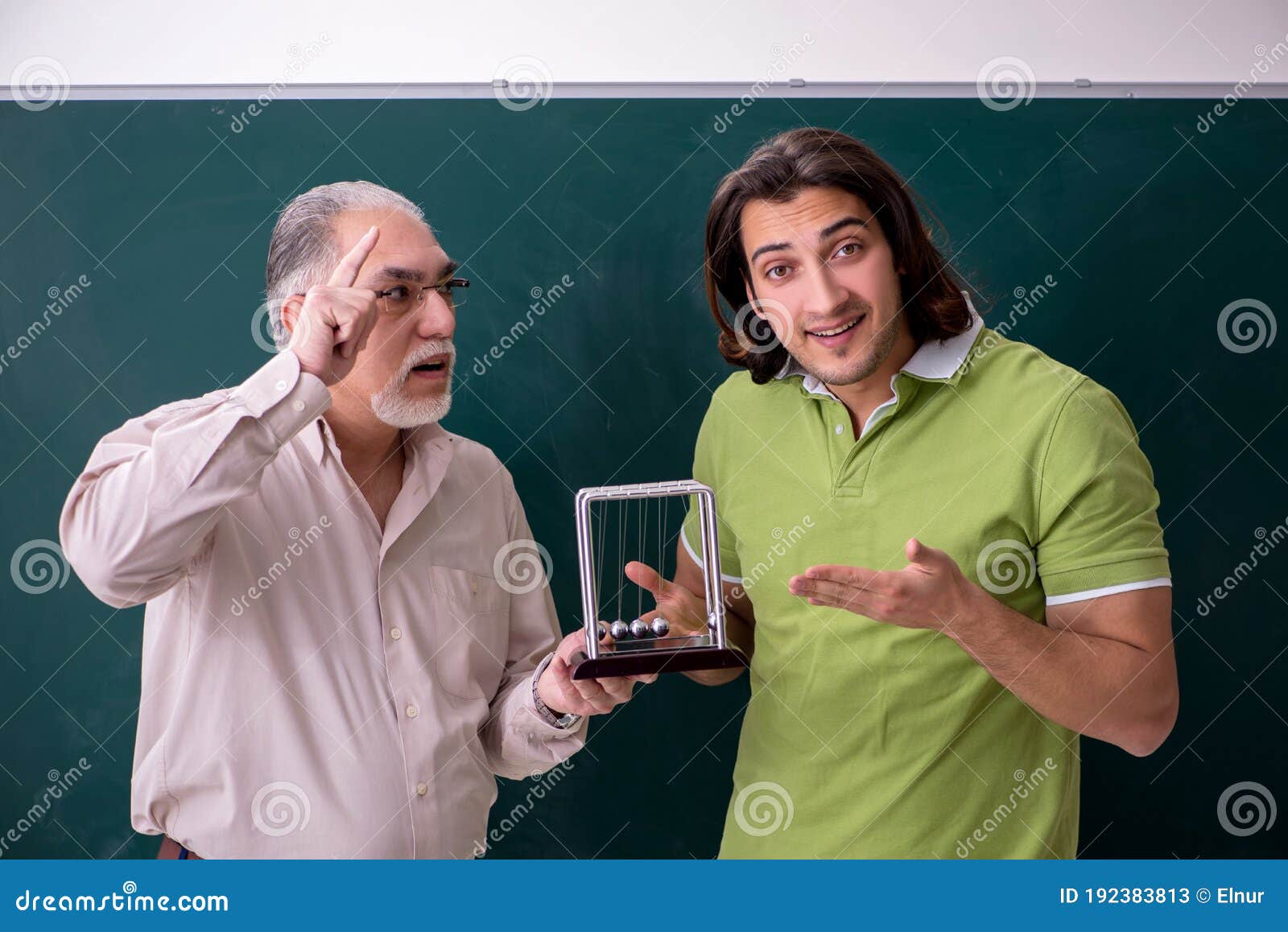 Old Professor Physicist and Young Student in the Classroom Stock Image ...