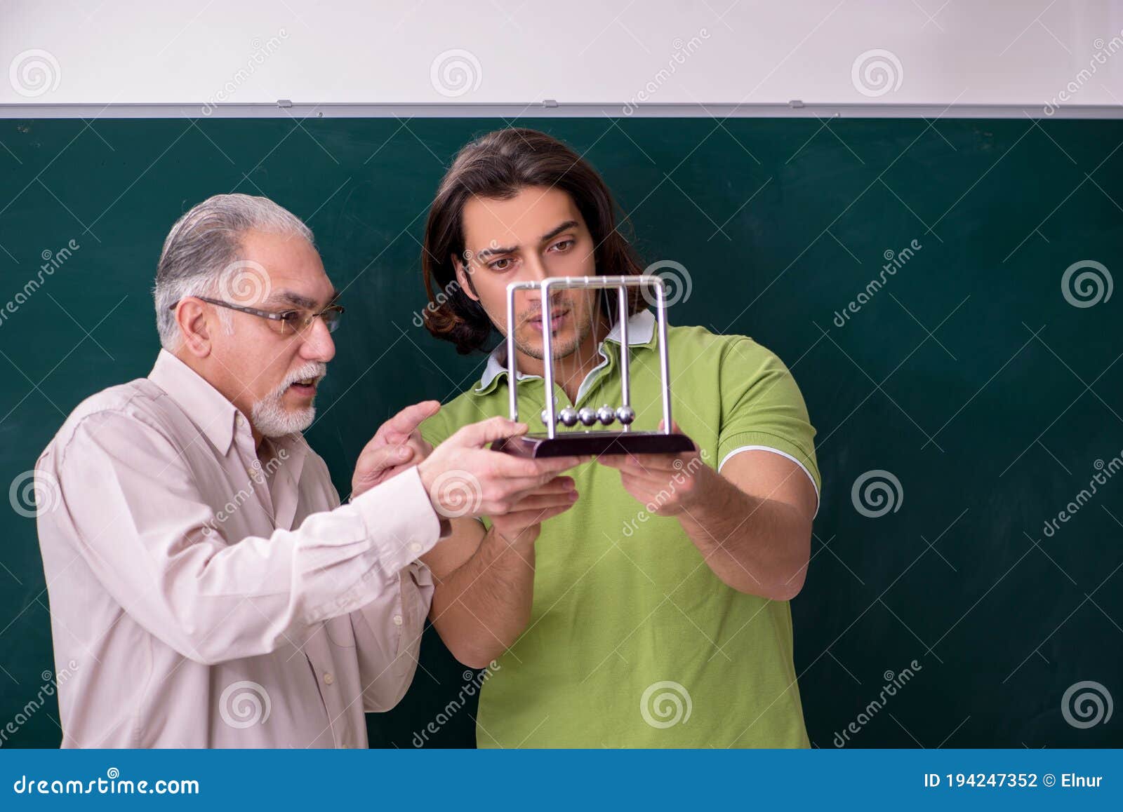 Old Professor Physicist And Young Student In The Classroom Stock Image ...
