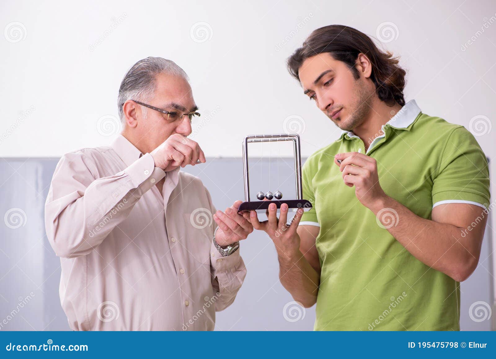 Old Professor Physicist and Young Student in the Classroom Stock Photo ...