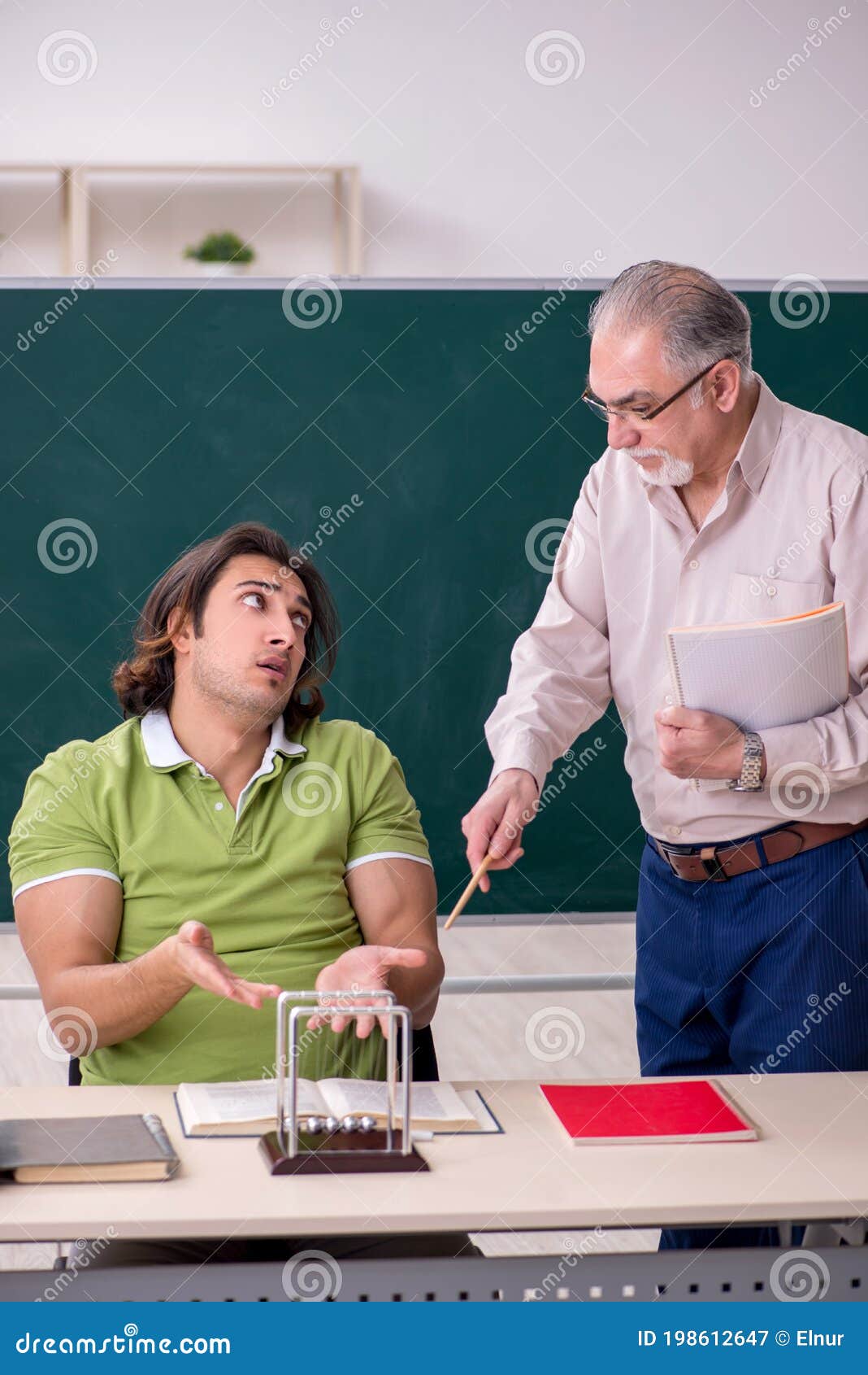 Old Professor Physicist and Young Student in the Classroom Stock Image ...