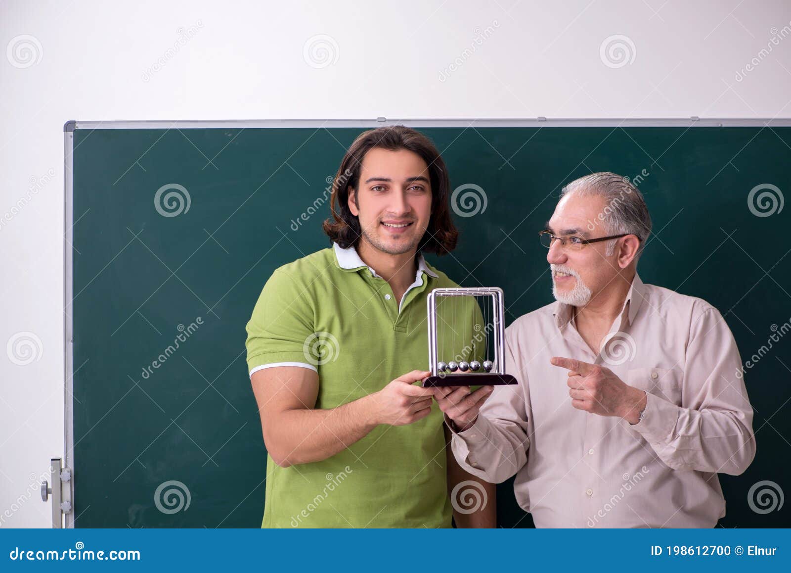 Old Professor Physicist and Young Student in the Classroom Stock Photo ...