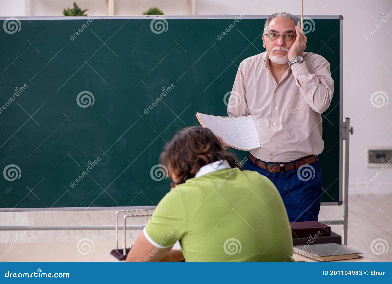 Old Professor Physicist and Young Student in the Classroom Stock Image ...